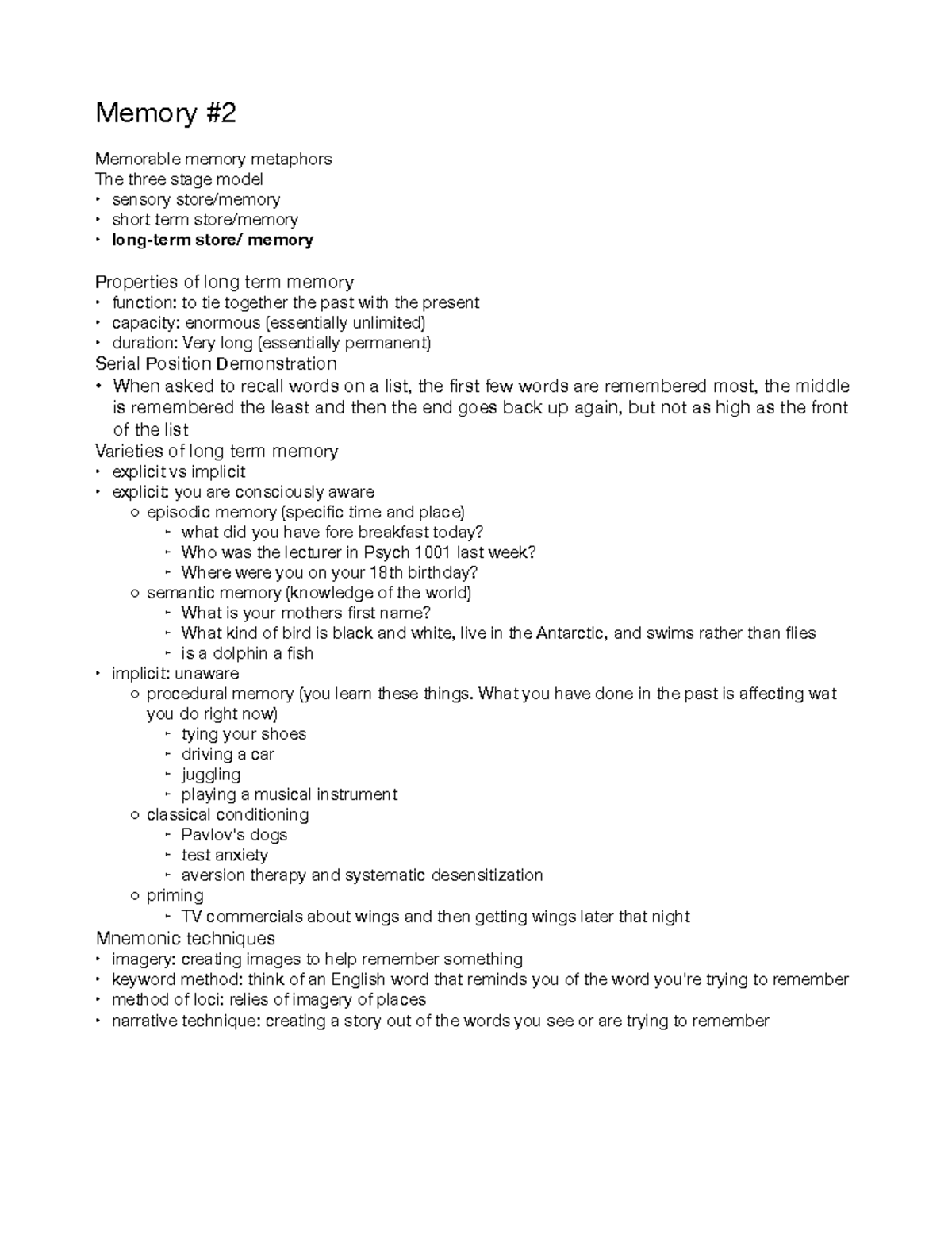 Lecture 14- Memory #2 - Memory Memorable memory metaphors The three stage model sensory short ...