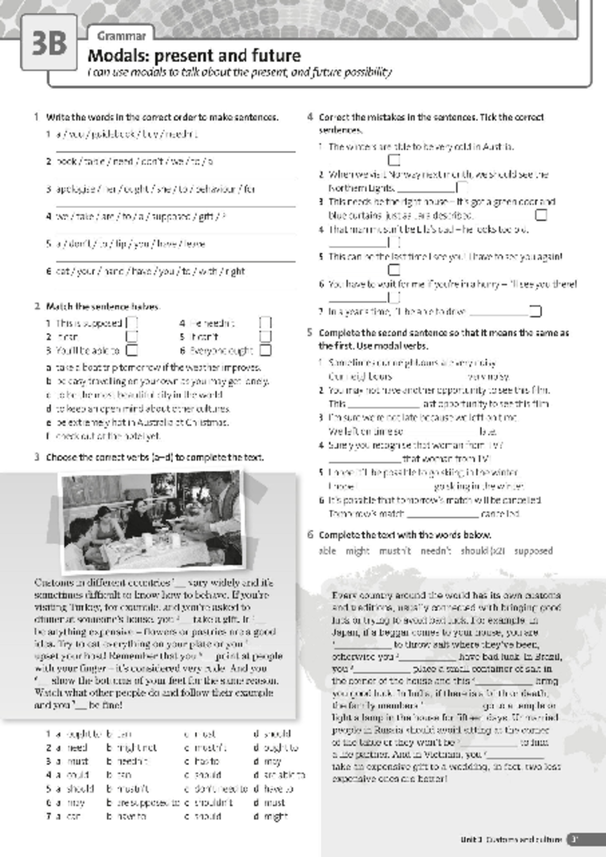 B13- Elearning- UNIT 3BD- Grammar- Workbook - 3B Grammar Modals: present and future can use ...