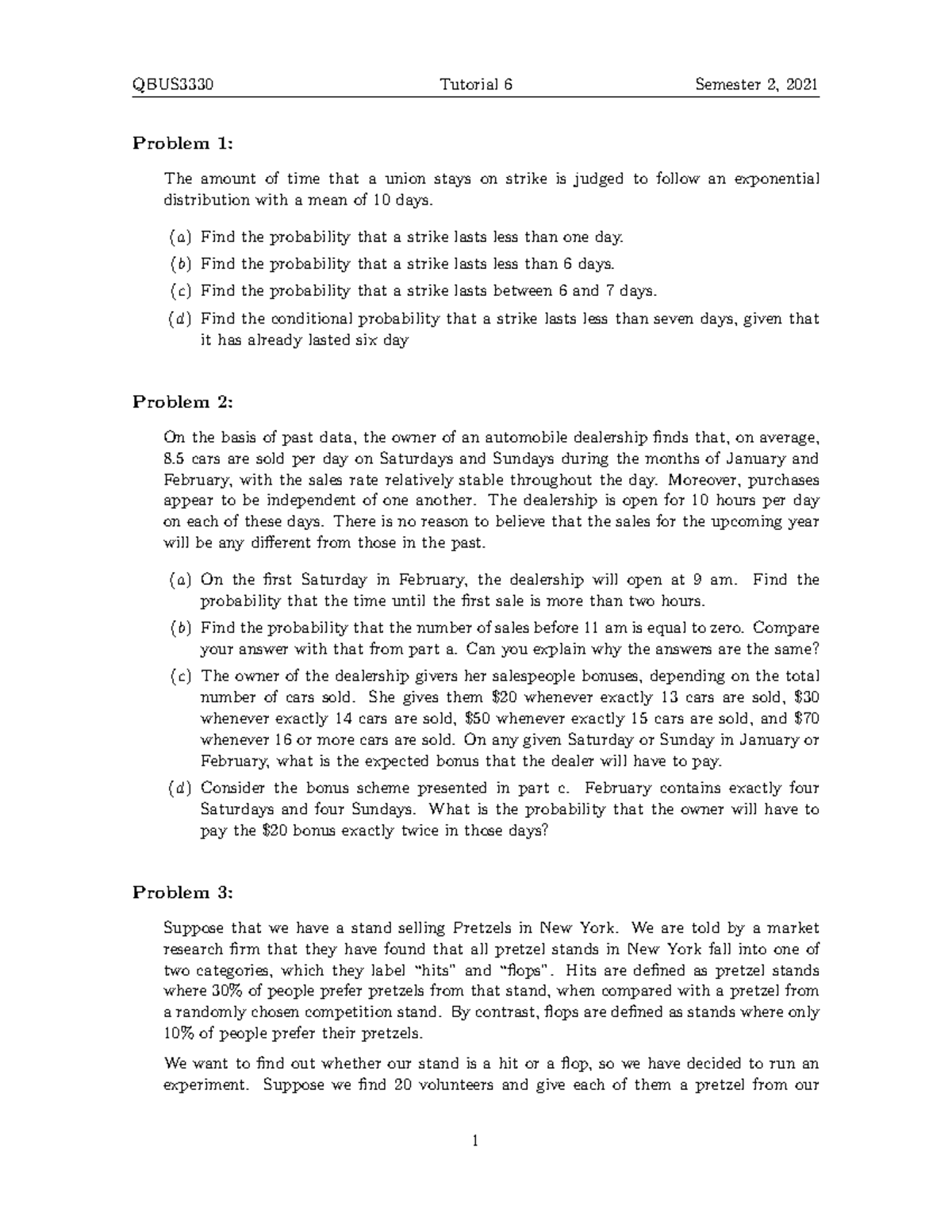 Tutorial 6 week 8-Tutorial 6 week 8-Tutorial 6 week 8 - QBUS3330 - Studocu