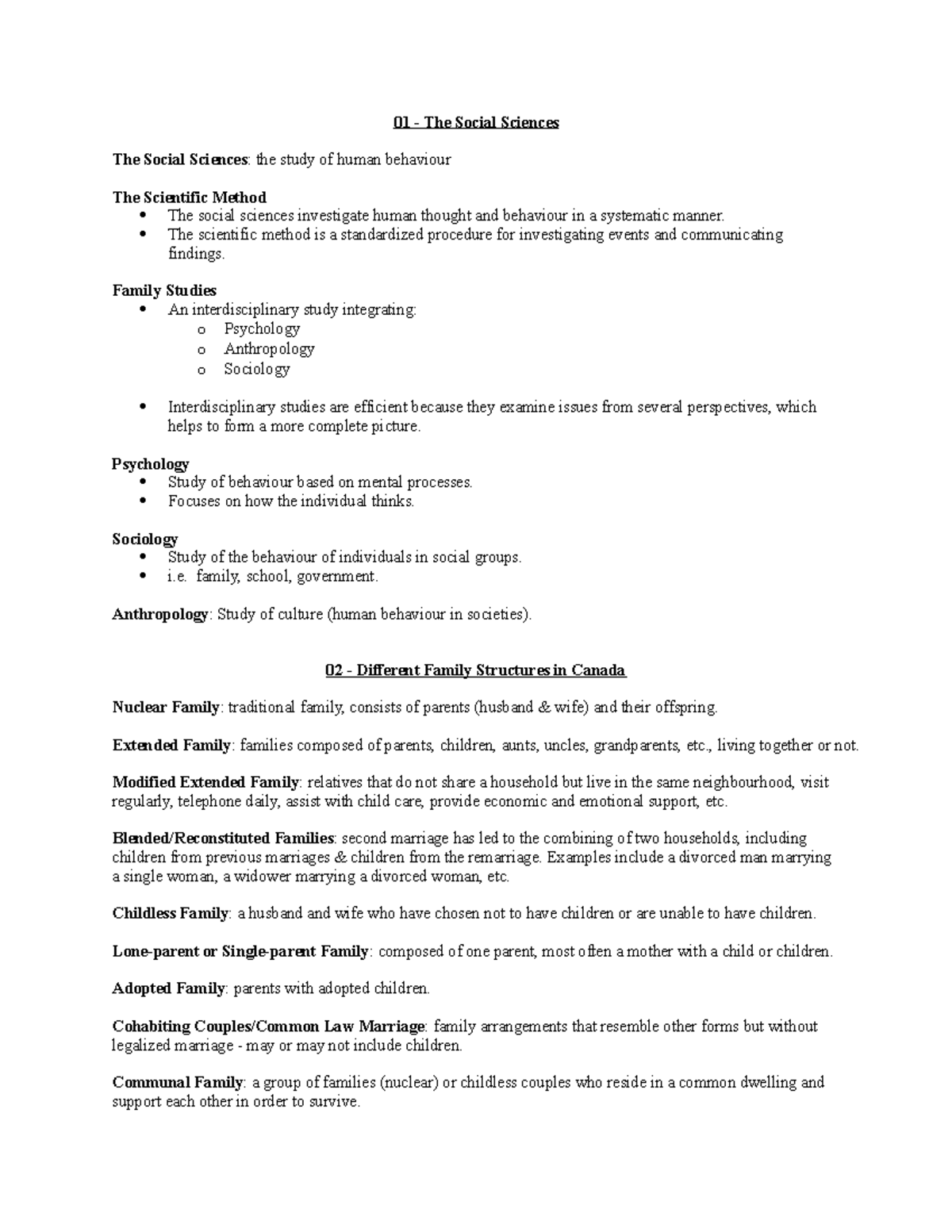 HHS4U Unit One - Introducing the Family, Theories, and Research Methods ...