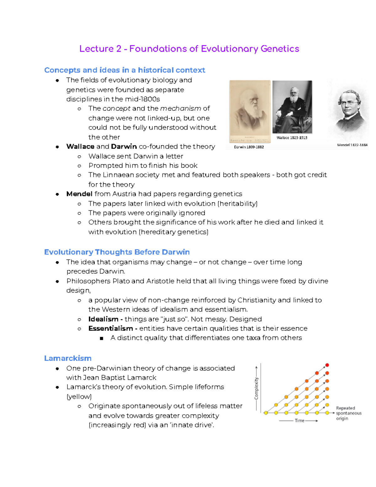 Biology 3466 - Week 1 - Lecture 2 - Foundations of Evolutionary ...