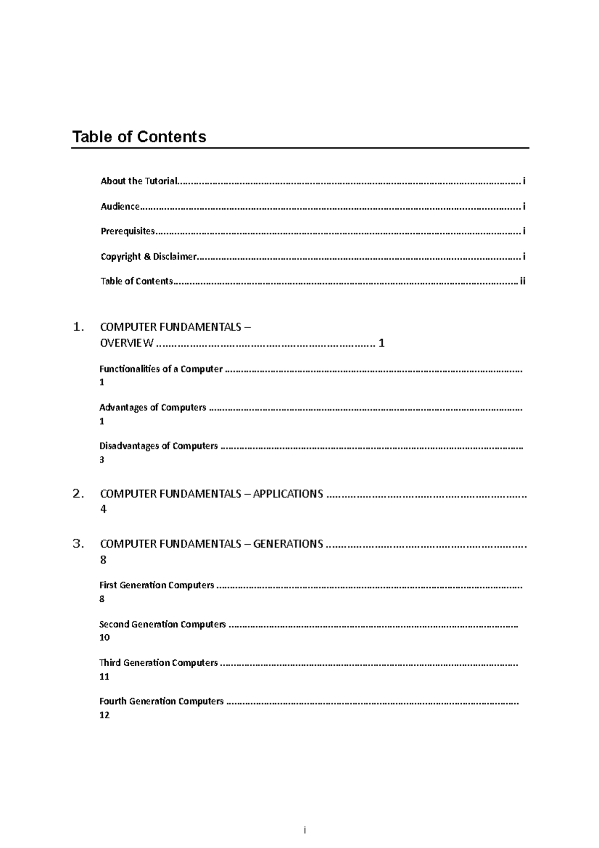 Computer fundamentals tutorial - Table of Contents About the - Studocu
