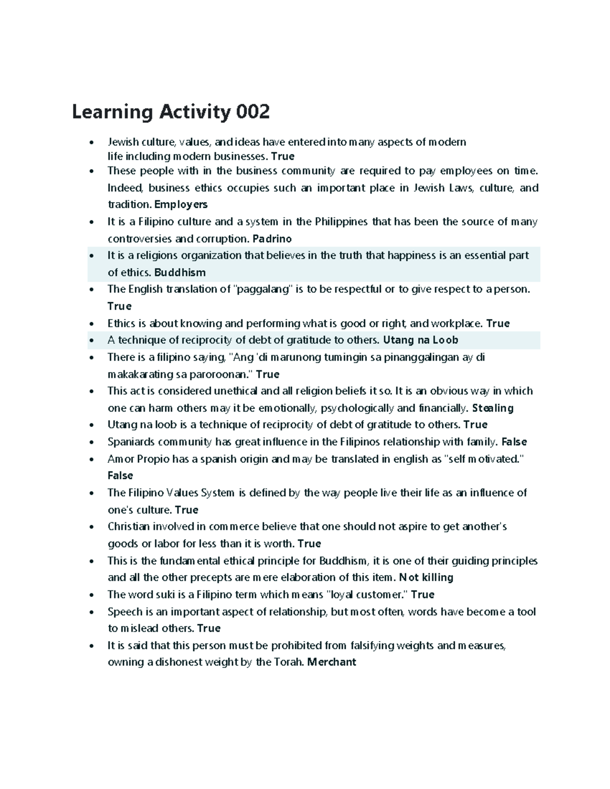 BAED-BESR2122-2322S Learning Activity 002 - Learning Activity 002 Jewish culture, values, and ...