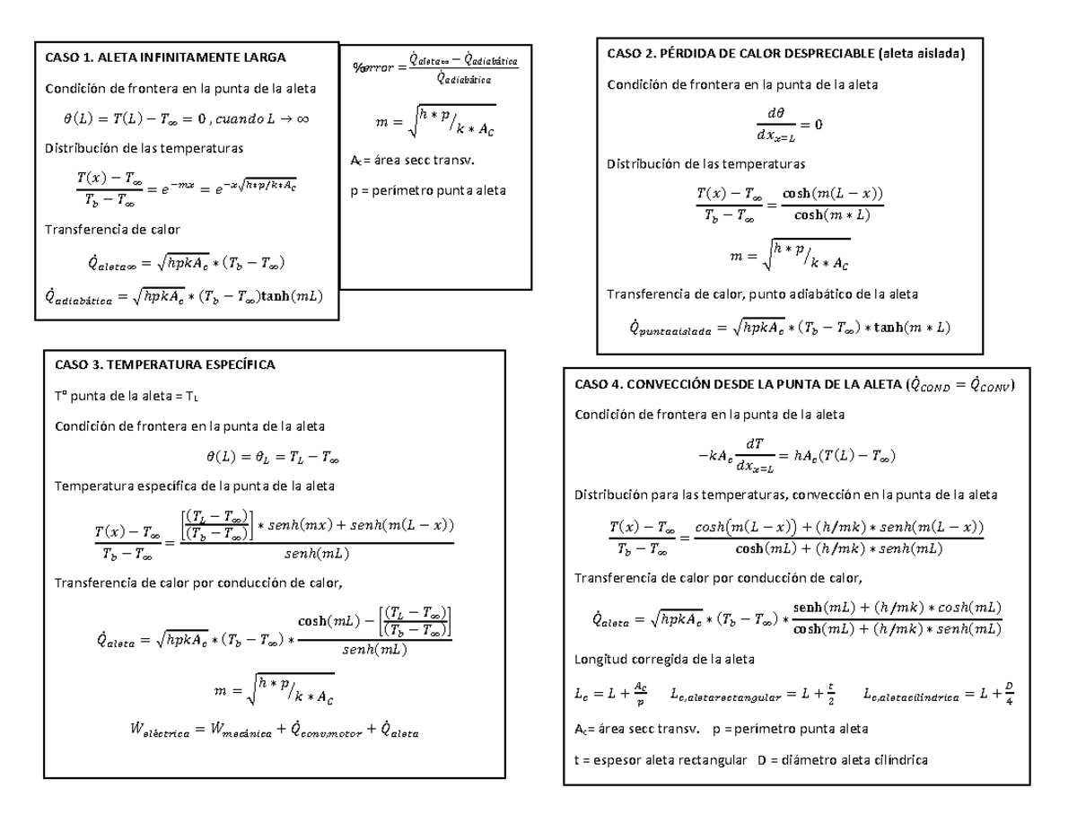 Formulario Procesos Unitarios Examen - Warning: TT: undefined function: 22 CASO 2. PÉRDIDA DE ...
