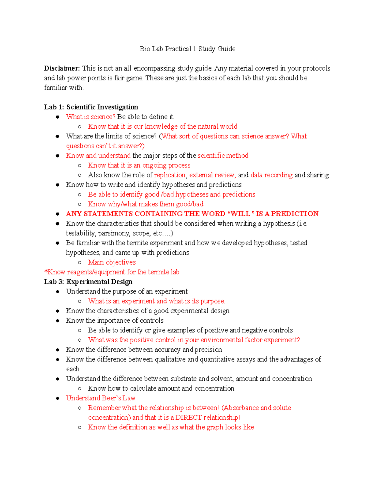 Bio Practical Study Guide-Quiz 4 Version - Bio Lab Practical 1 Study ...