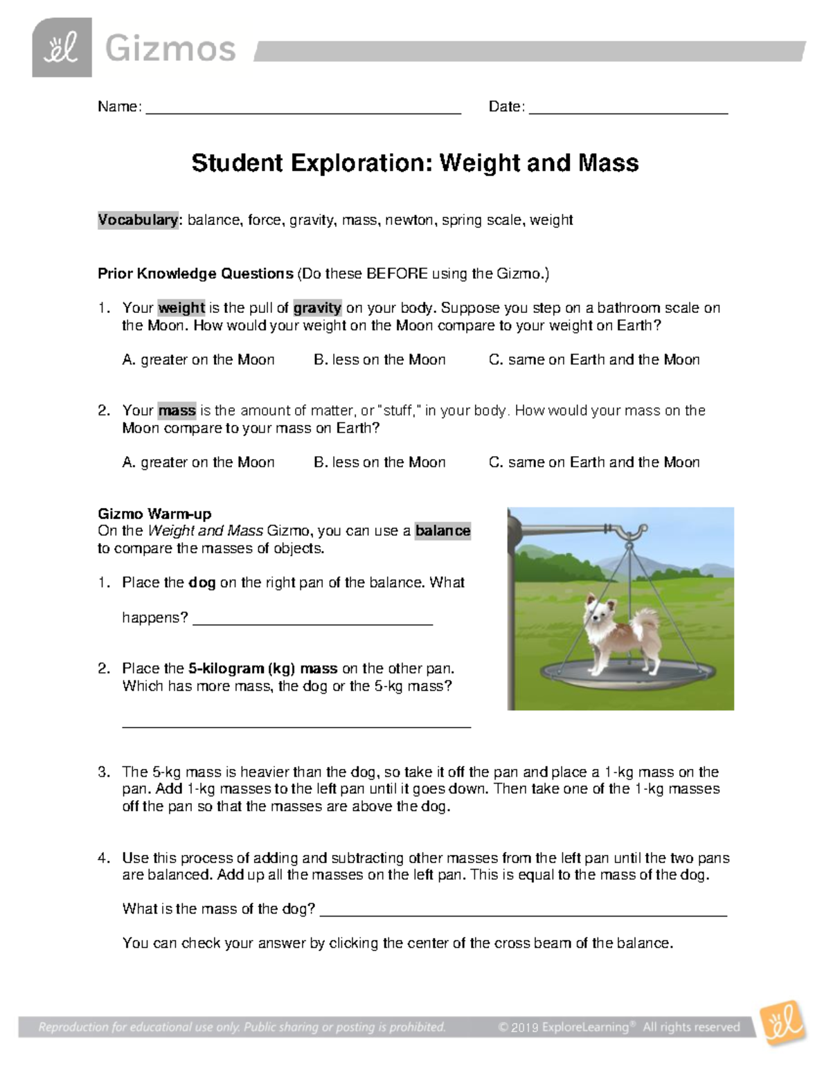Weight Mass SE - physics - Name ...