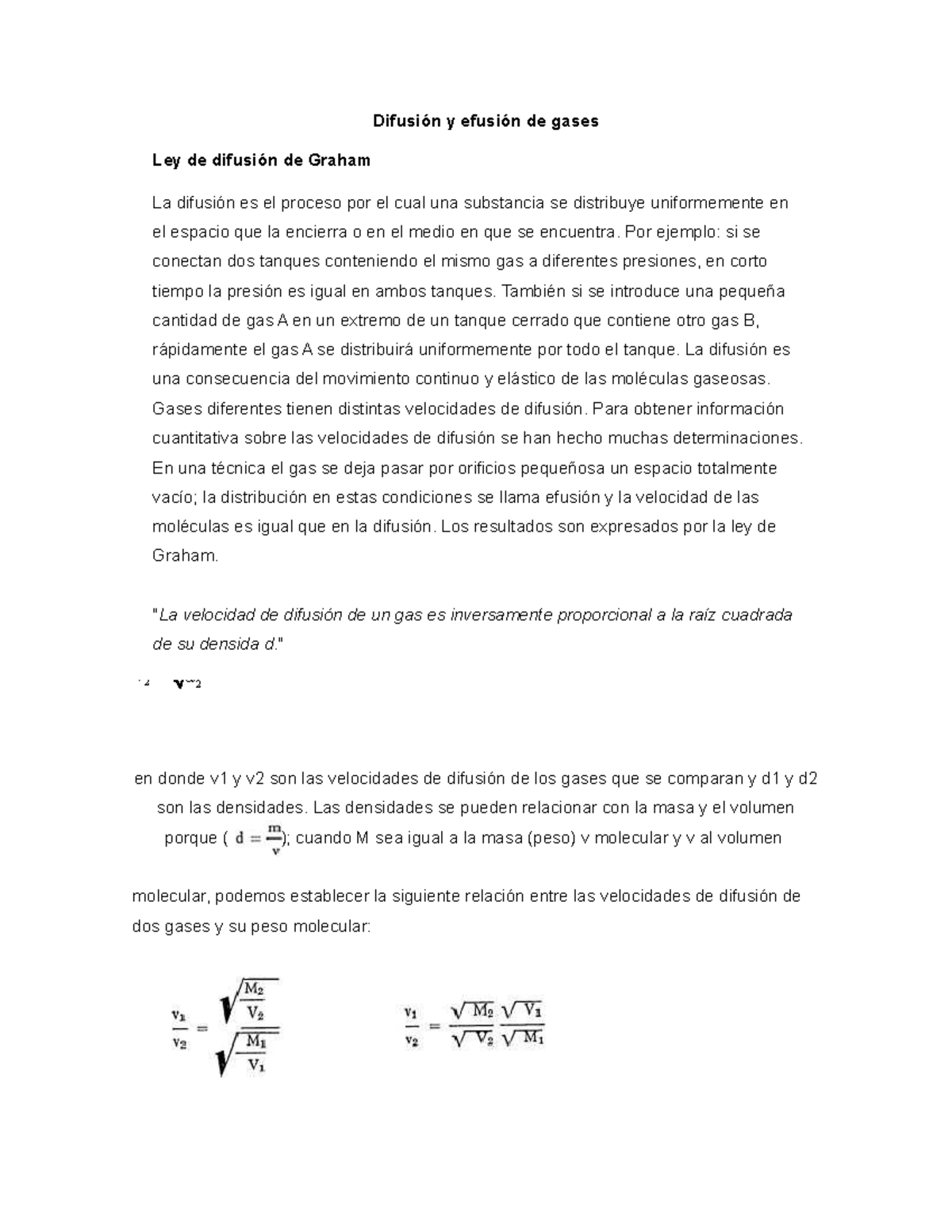 373791973 Difusion y Efusion de Gases - Difusión y efusión de gases Ley ...