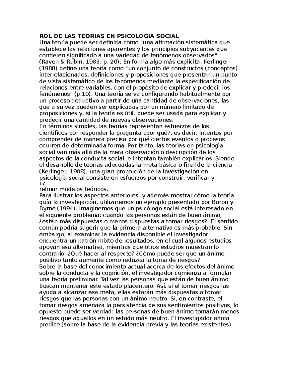 ROL DE LAS Teorias EN Psicologia Social - ROL DE LAS TEORIAS EN ...