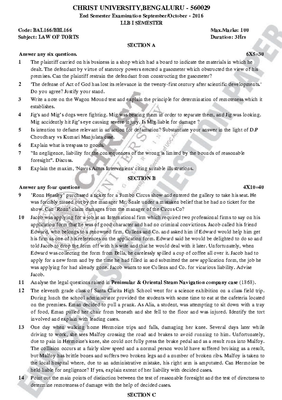 Exam 16 September 2016, questions - CHRIST UNIVERSITY,BENGALURU - End ...