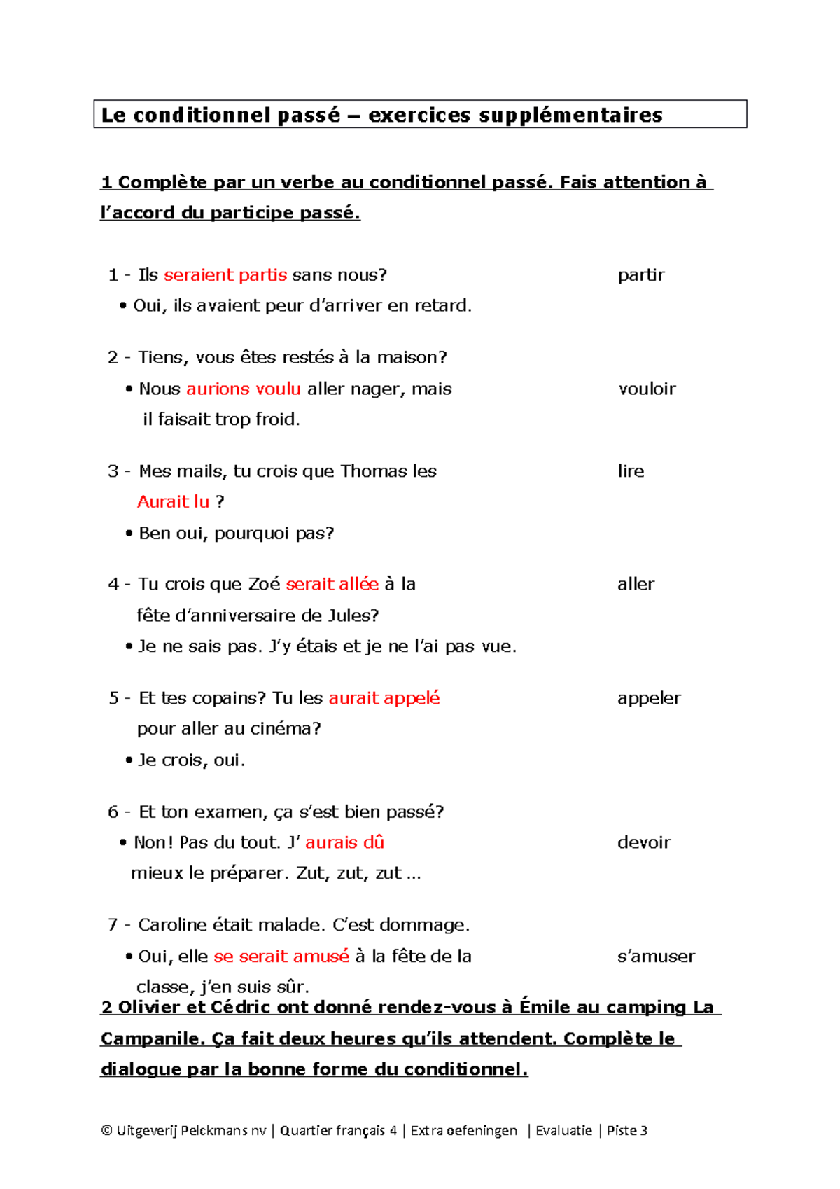 Le conditionnel passé - werkwoorden vervoegen - Le conditionnel passé – exercices ...