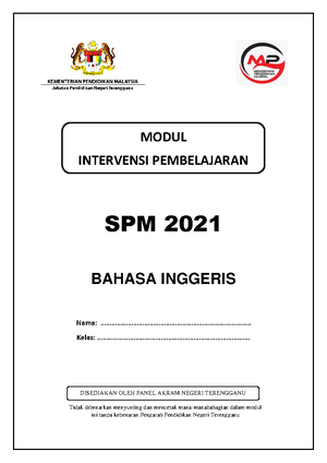 (2021) Modul Intervensi Pembelajaran (English) - MODUL INTERVENSI ...