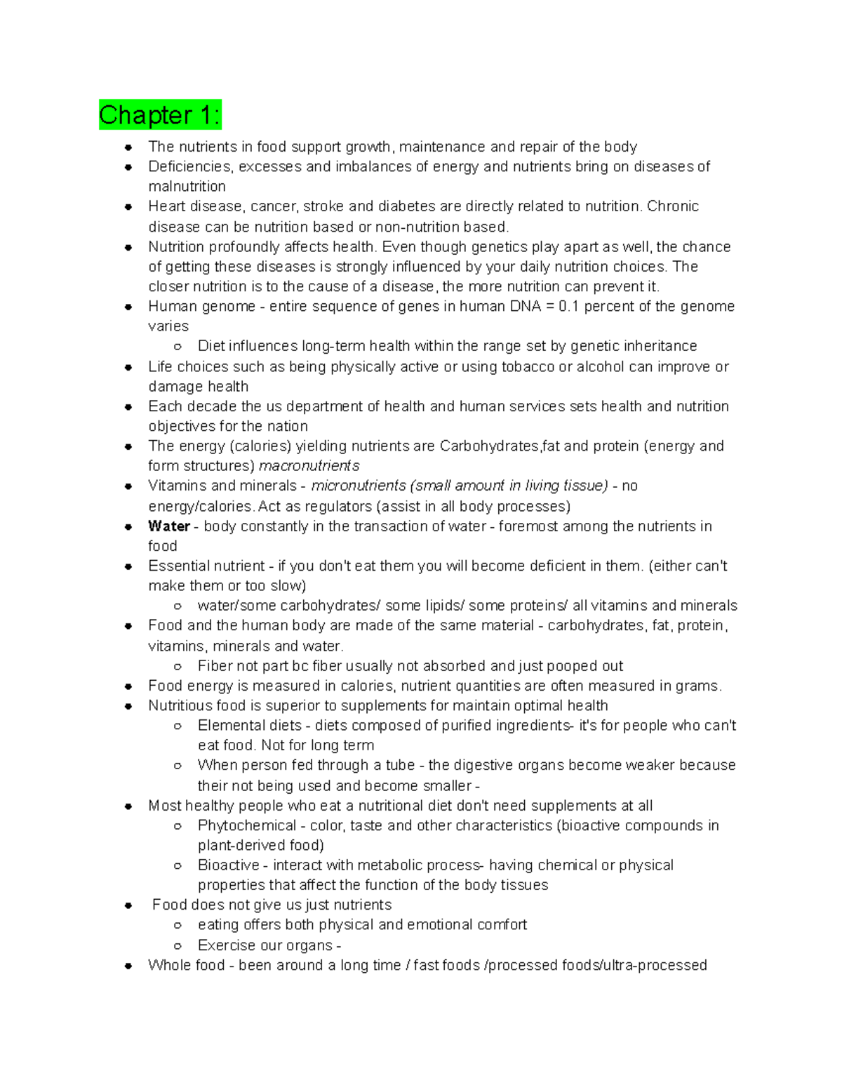 Exam 1 HNSC - raizy weinreb - Chapter 1: The nutrients in food support ...