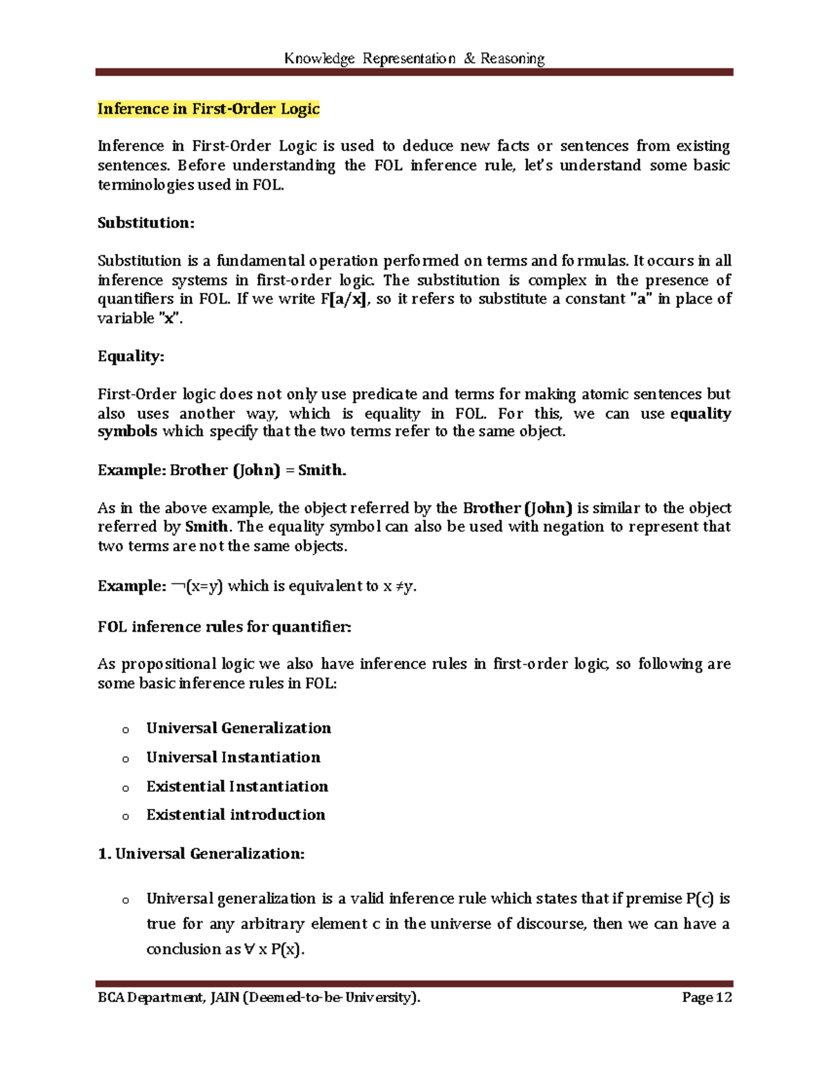 Inference in First-Order Logic - Knowledge Representation & Reasoning ...
