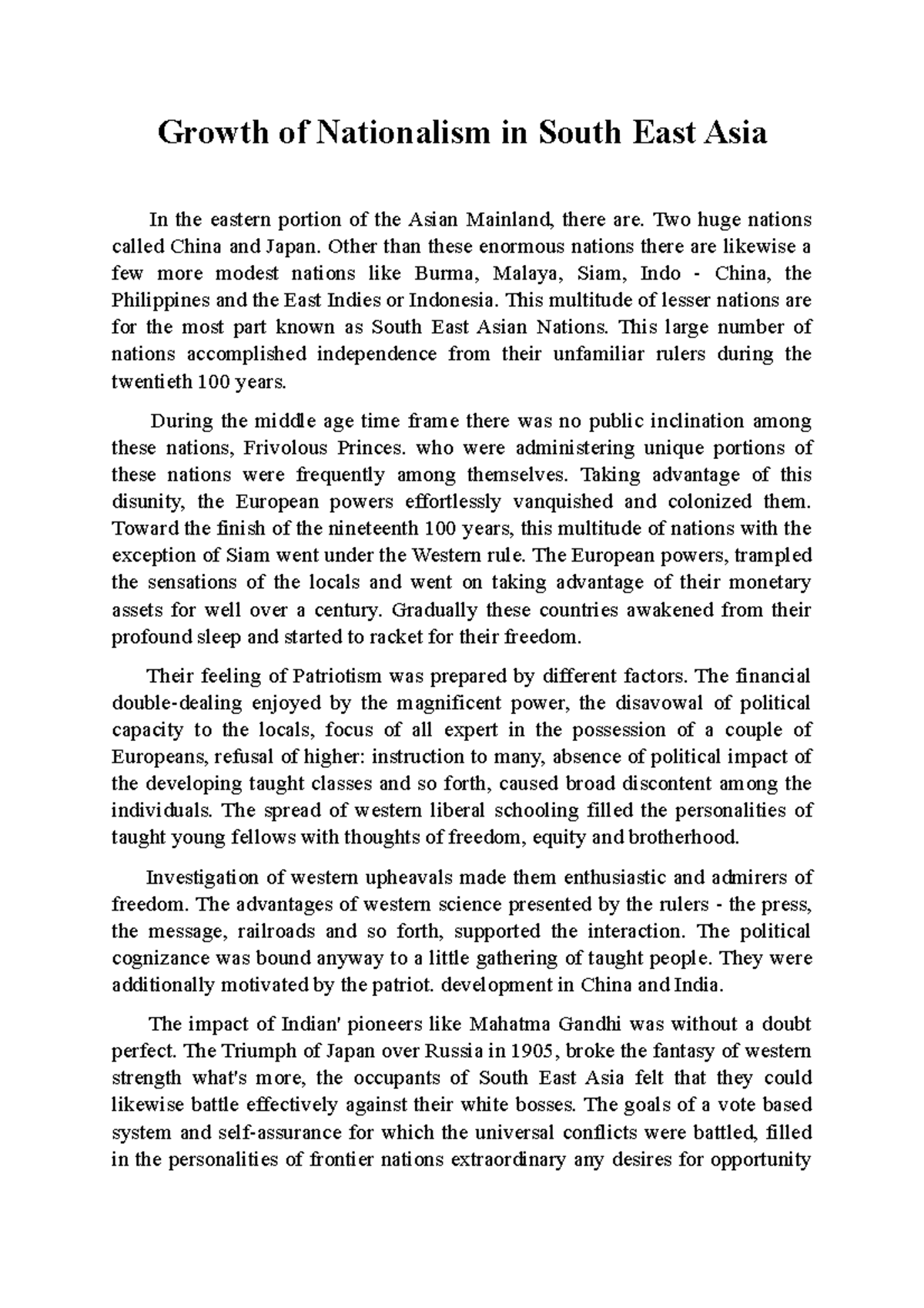 Nationalism in South East Asia - Two huge nations called China and ...