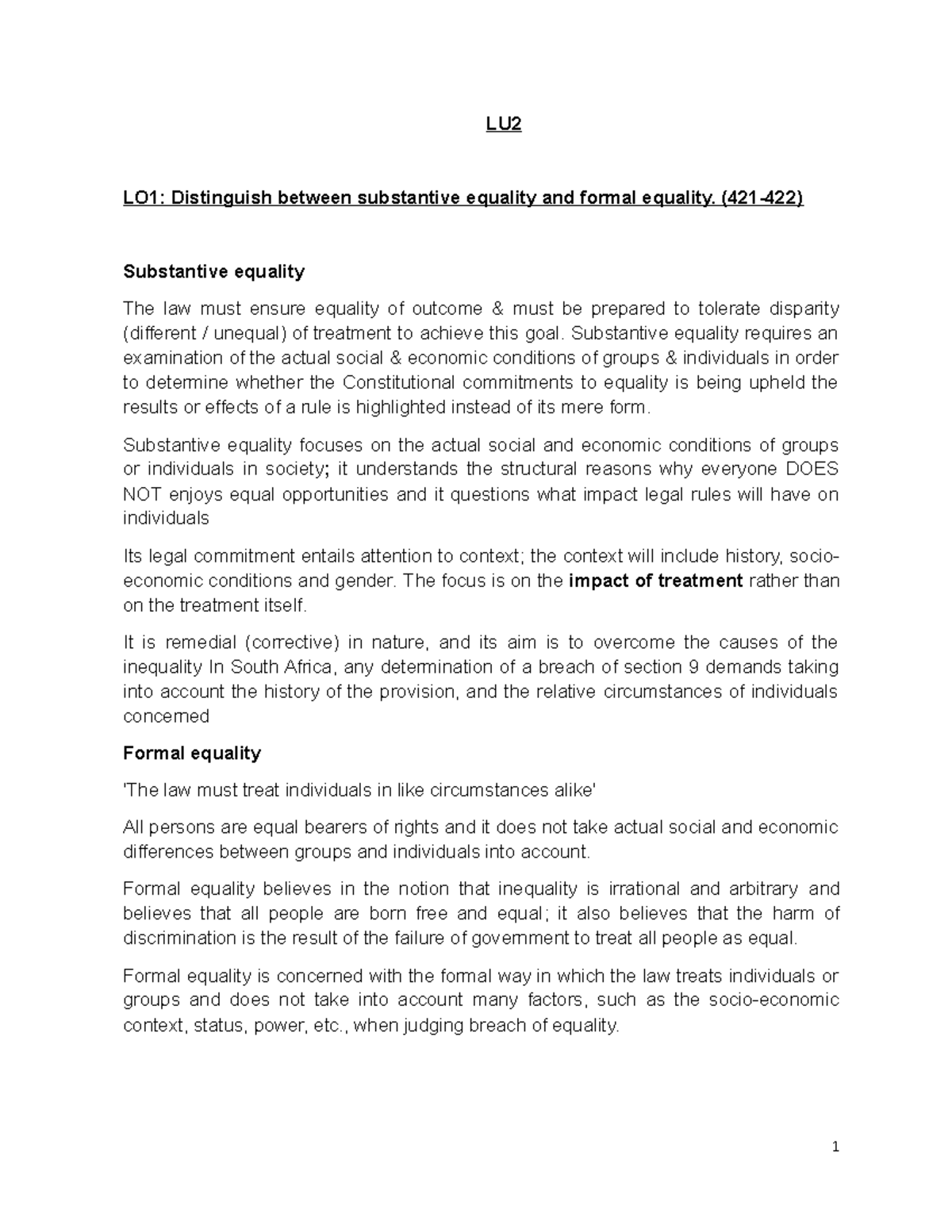 LU 2 - Lecture notes 6 - LU LO1: Distinguish between substantive ...