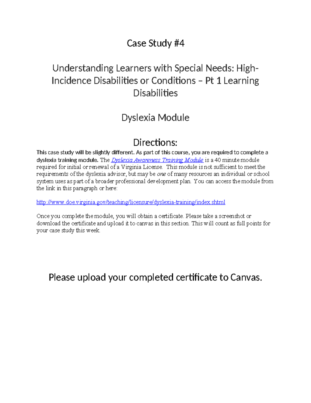 Case Study #4 - Dyslexia Module - Case Study Understanding Learners ...