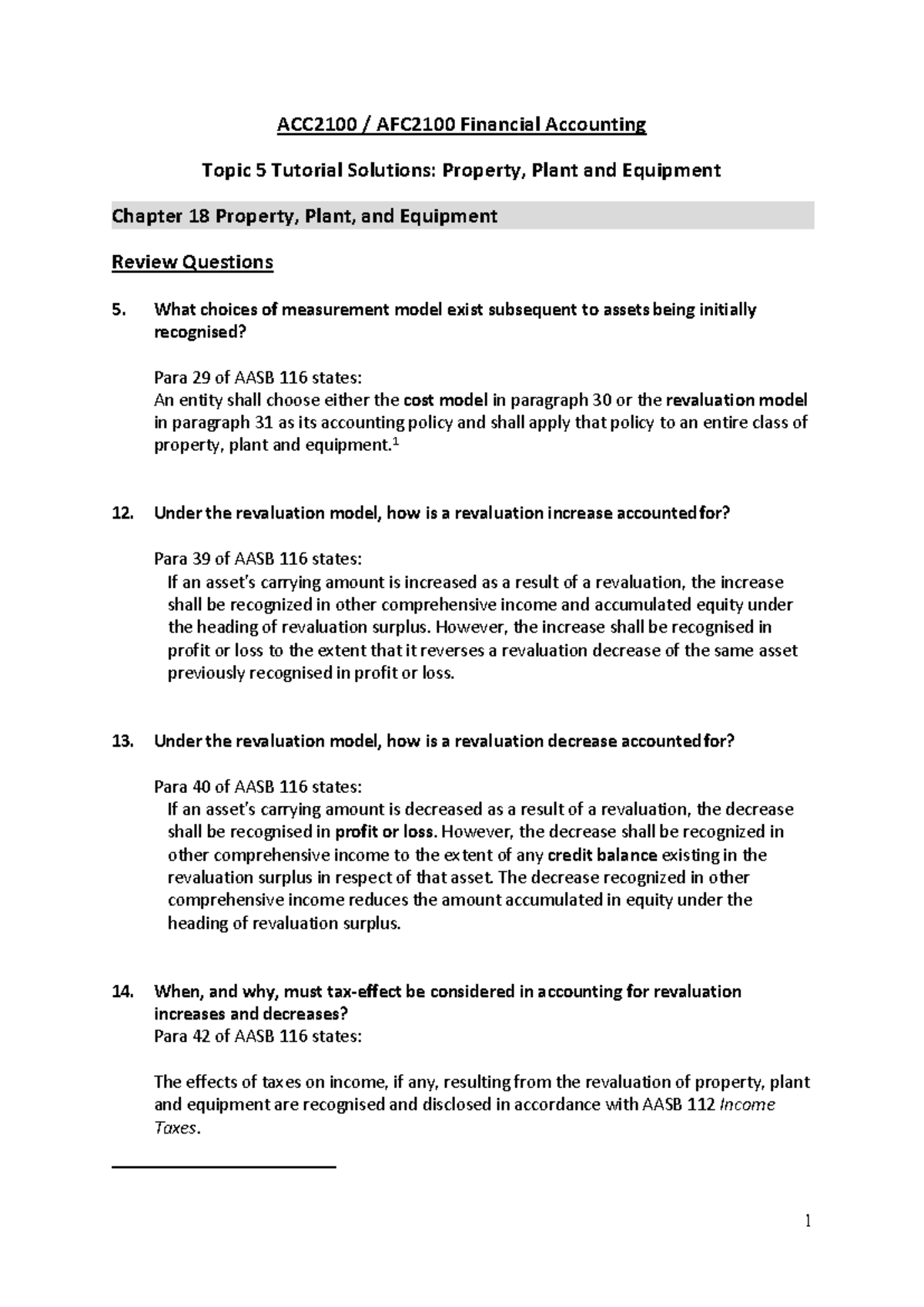 ACC-ACF2100 Topic 5 Tutorial Solutions - Warning: TT: undefined function: 32 ACC2100 / AFC2100 ...