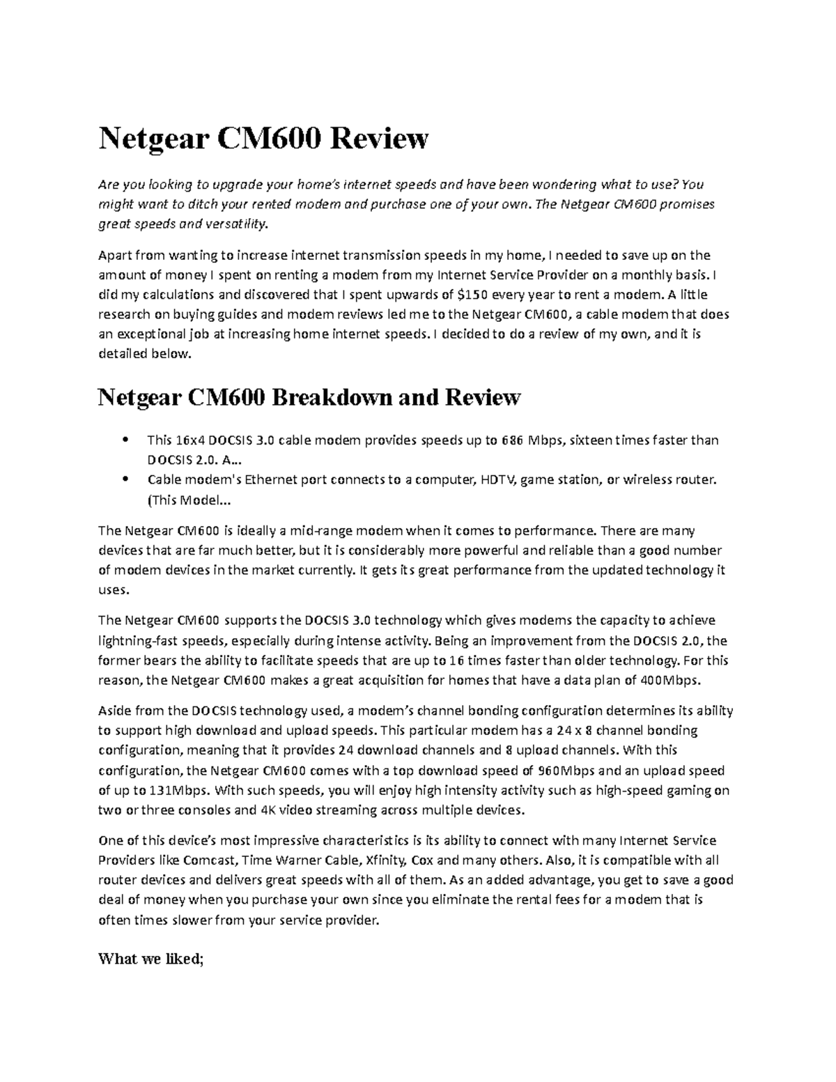 Netgear CM600 Review - Mechanical engineering technology - Studocu