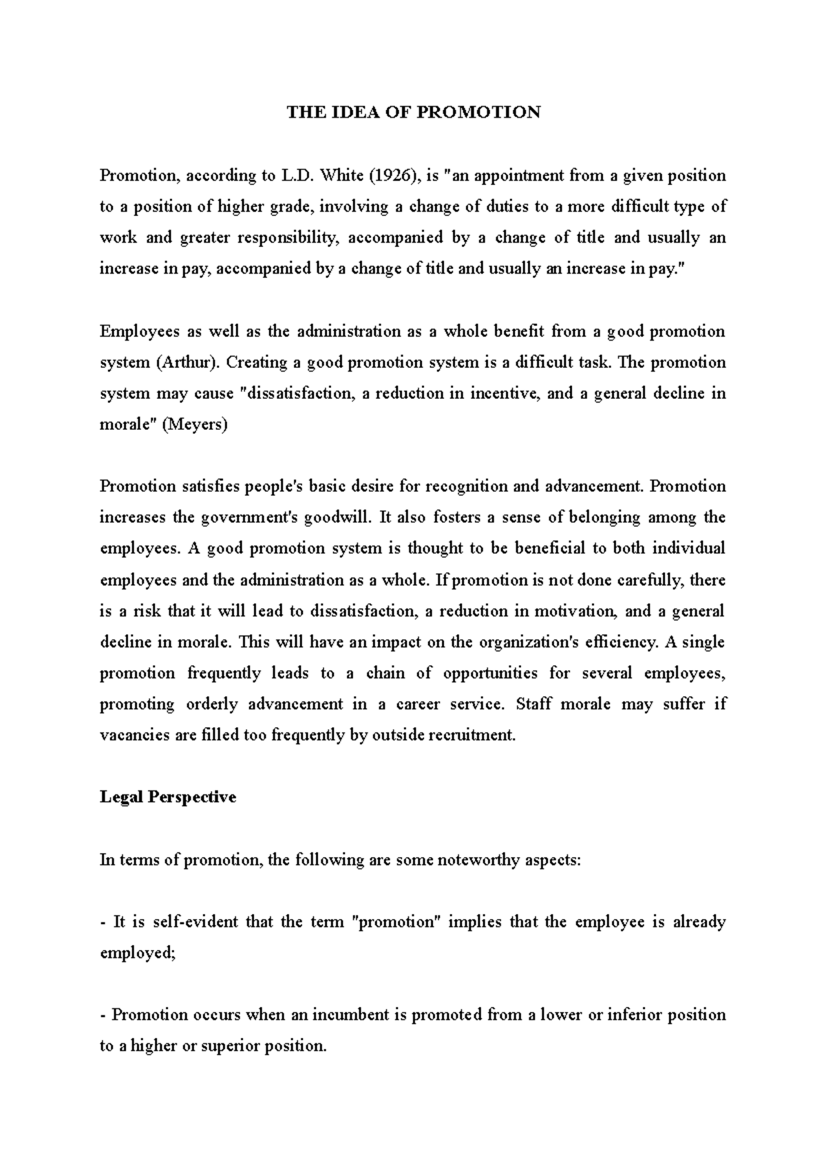 THE IDEA OF Promotion - Lecture notes 6 - THE IDEA OF PROMOTION ...