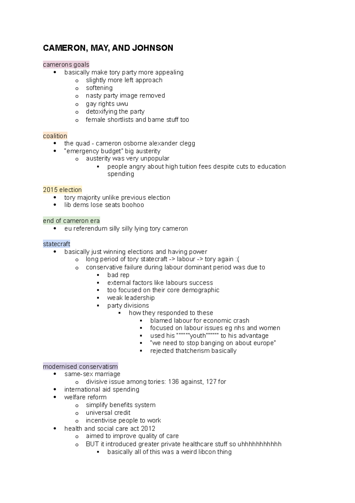 Cameron - notes from the book and lectures - CAMERON, MAY, AND JOHNSON ...