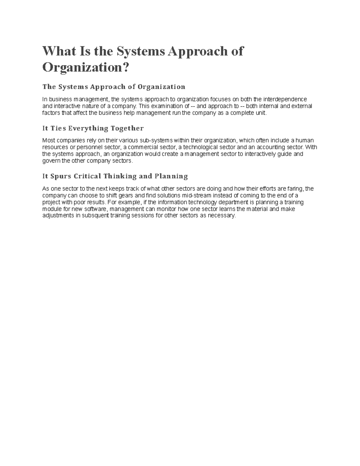 What Is the Systems Approach of Organization - What Is the Systems ...
