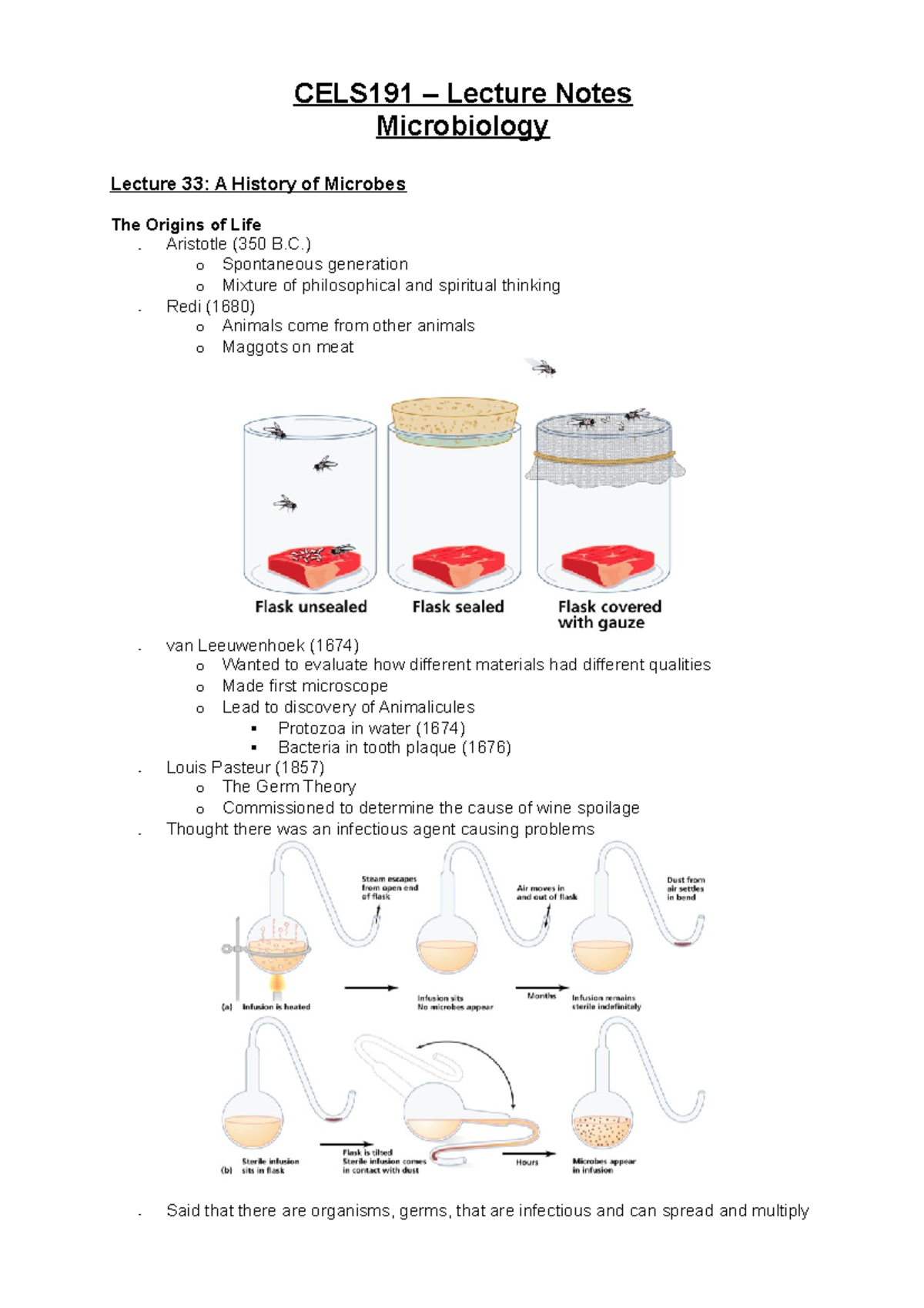 CELS191 – Lecture Notes - Microbiology - CELS191 – Lecture Notes ...
