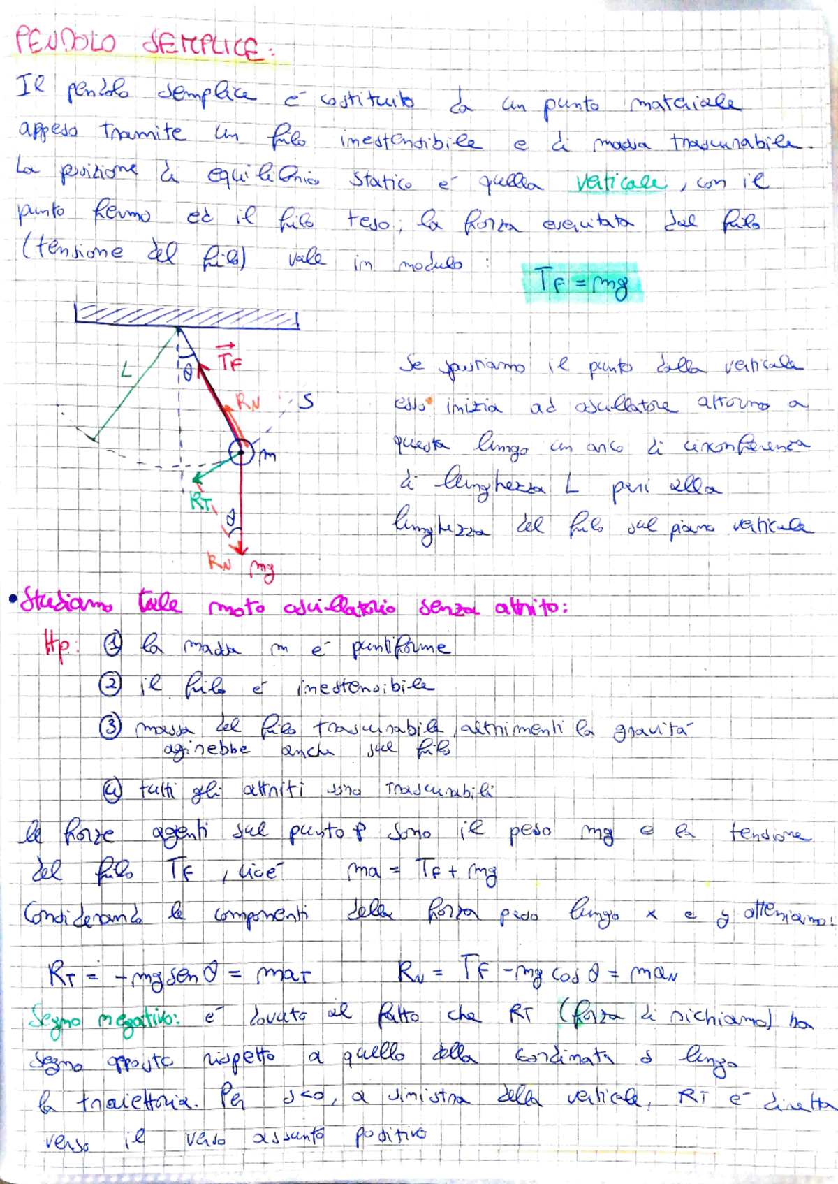 37 pendolo semplice - Appunti di lezione 7 - Fisica - Studocu