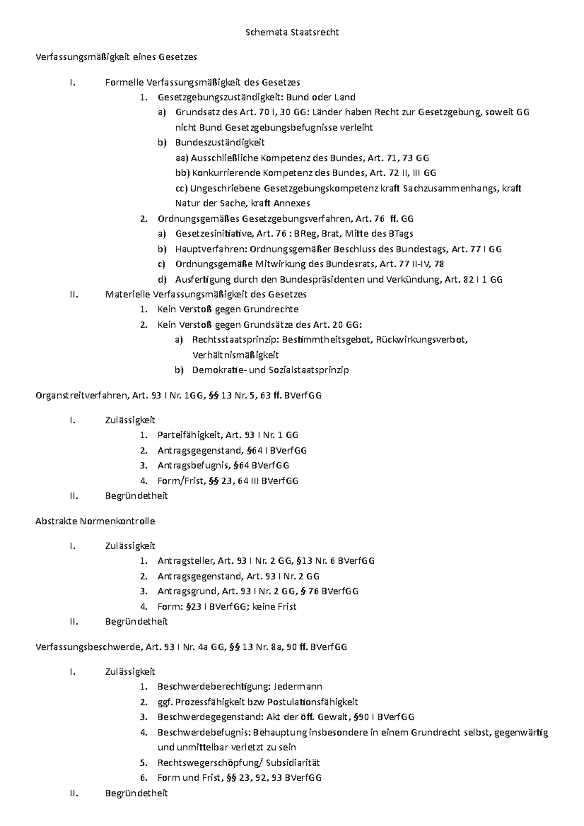 Schemata Staatsrecht - Schemata Staatsrecht Verfassungsmäßigkeit eines ...