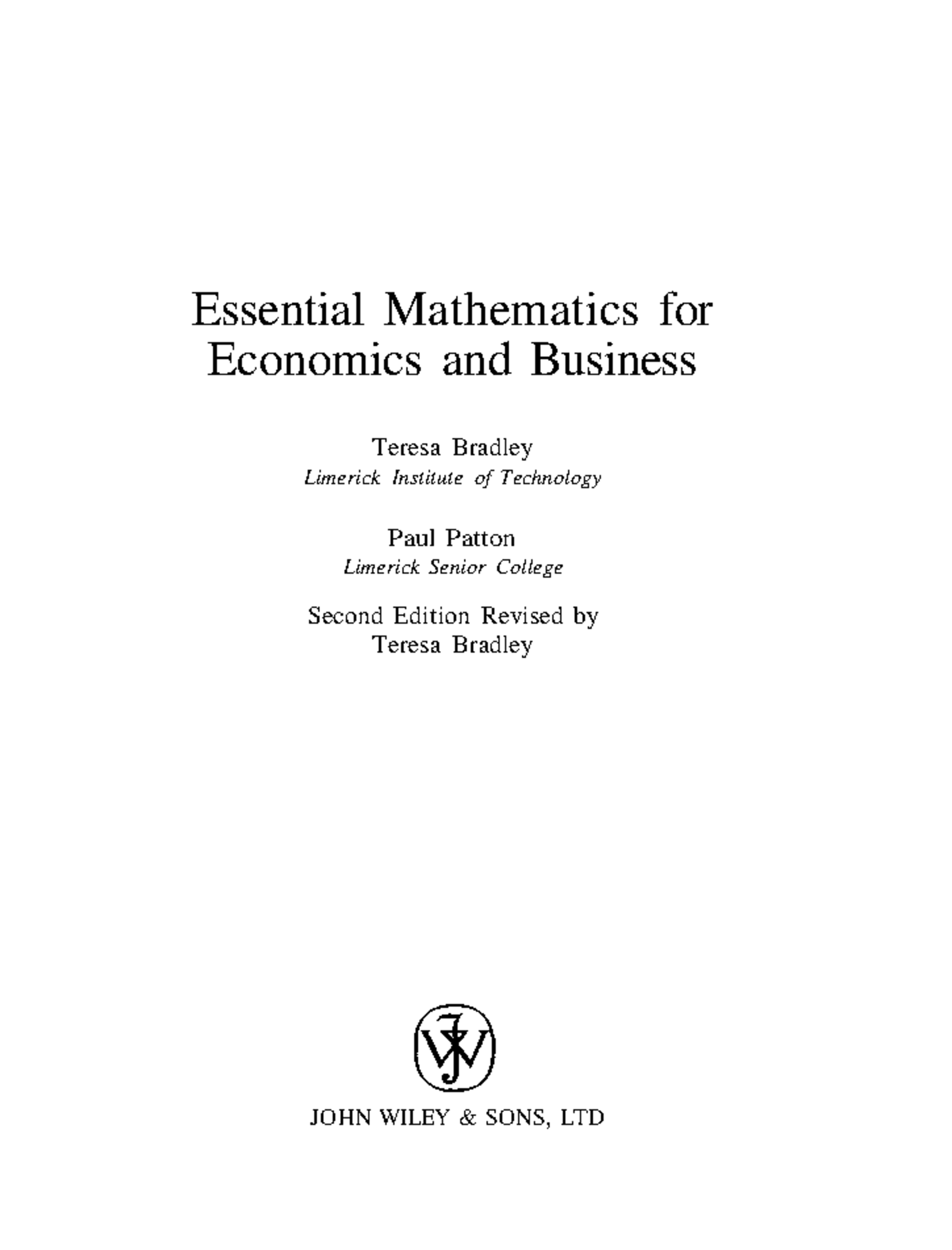 Essential Mathematics for Economics and Busine - Essential Mathematics ...