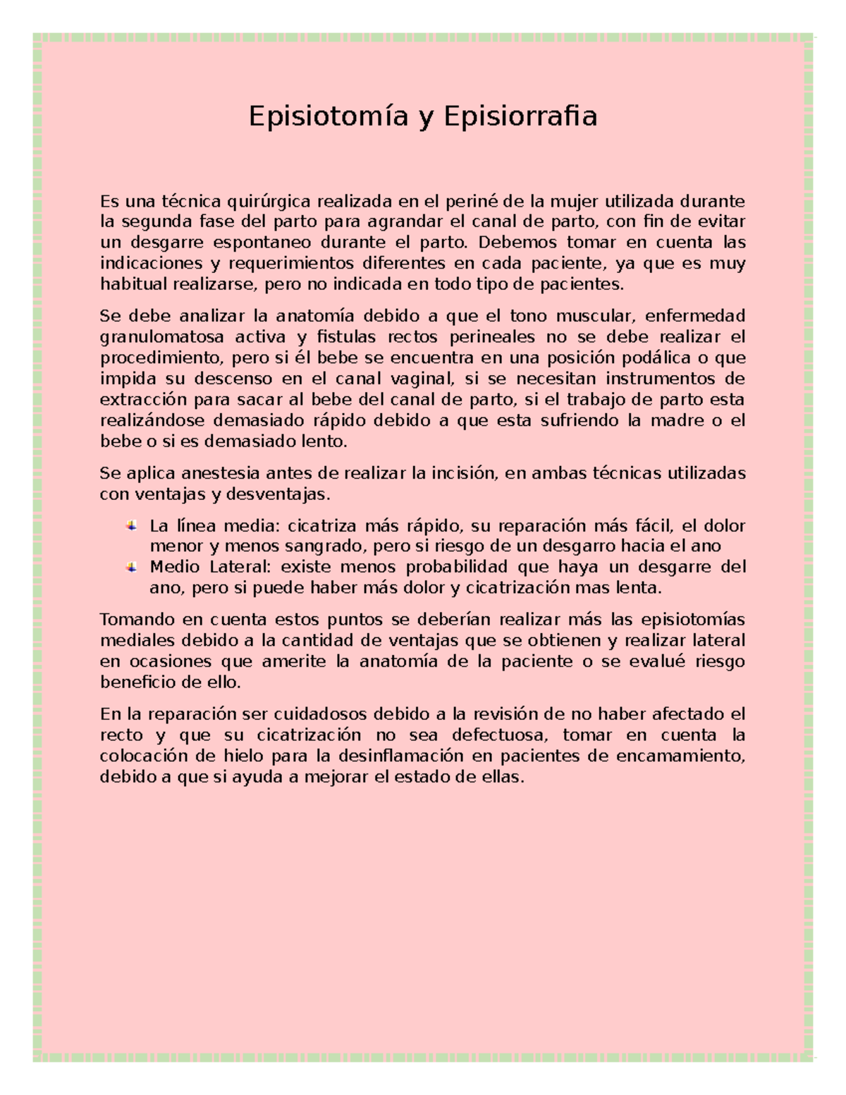Episiotomía y Episiorrafia - Episiotomía y Episiorrafia Es una técnica ...