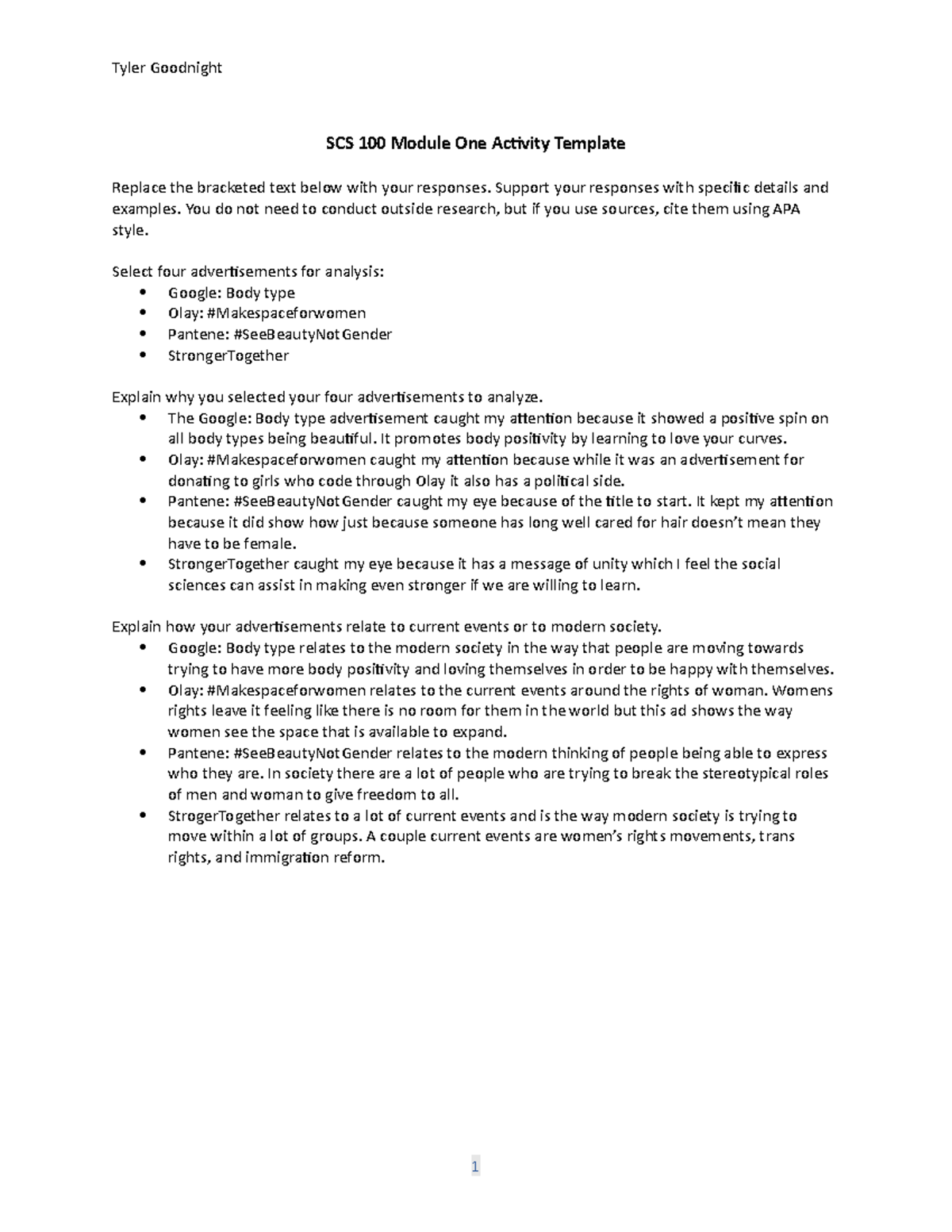 Tyler Goodnight-SCS 100 Module One Activity - Tyler Goodnight SCS 100 ...