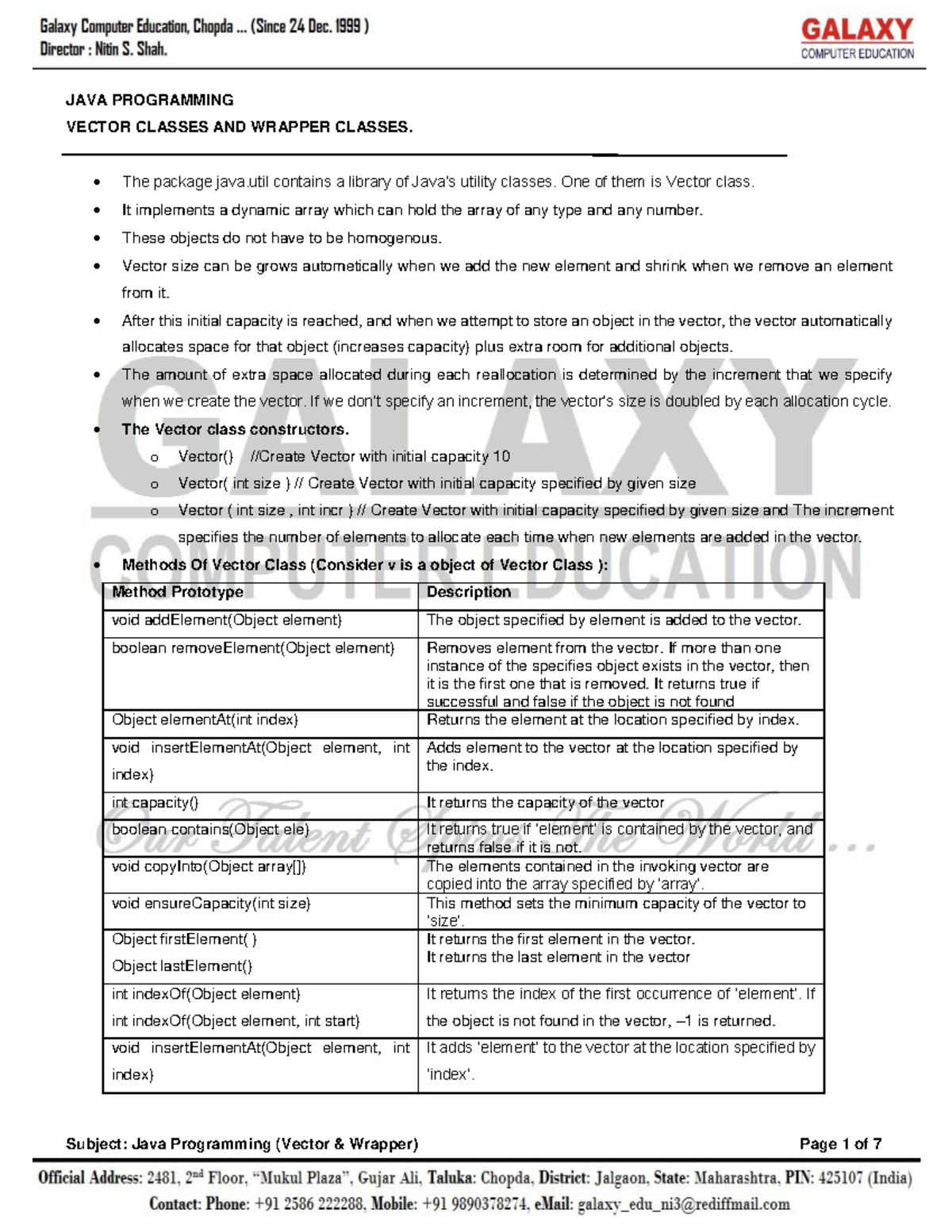 05 Vector And Wrapper Java Programming Vector Classes And Wrapper Classes The Package Java