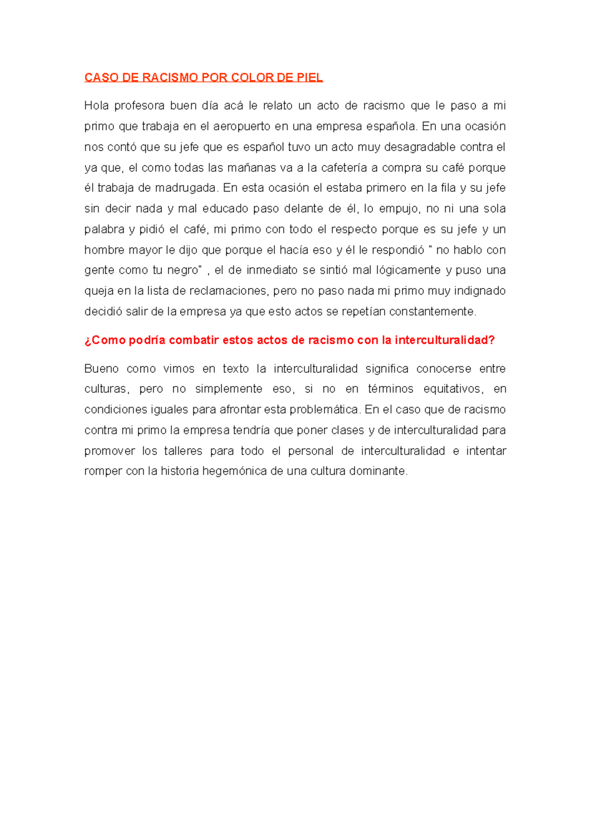 CASO DE Racismo POR Color DE PIEL - CASO DE RACISMO POR COLOR DE PIEL ...