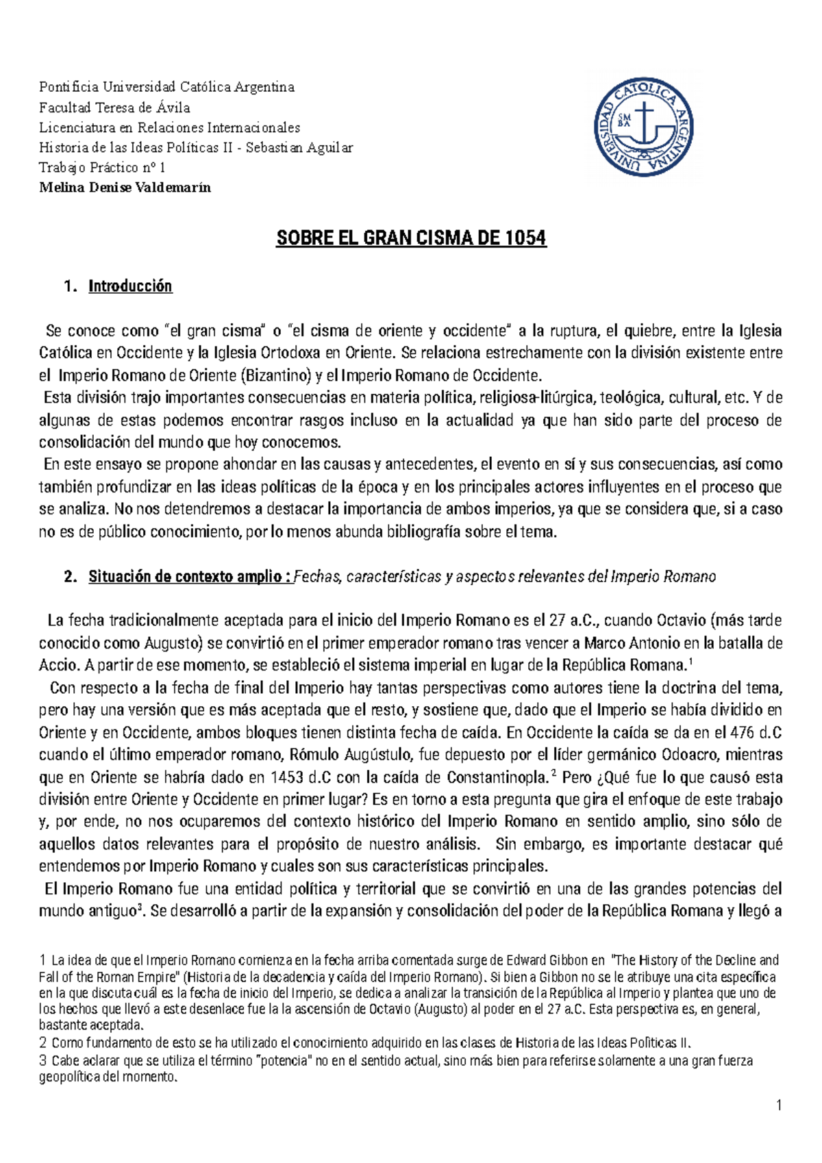 Sobre EL GRAN CISMA DE 1054 - Pontificia Universidad Católica Argentina ...