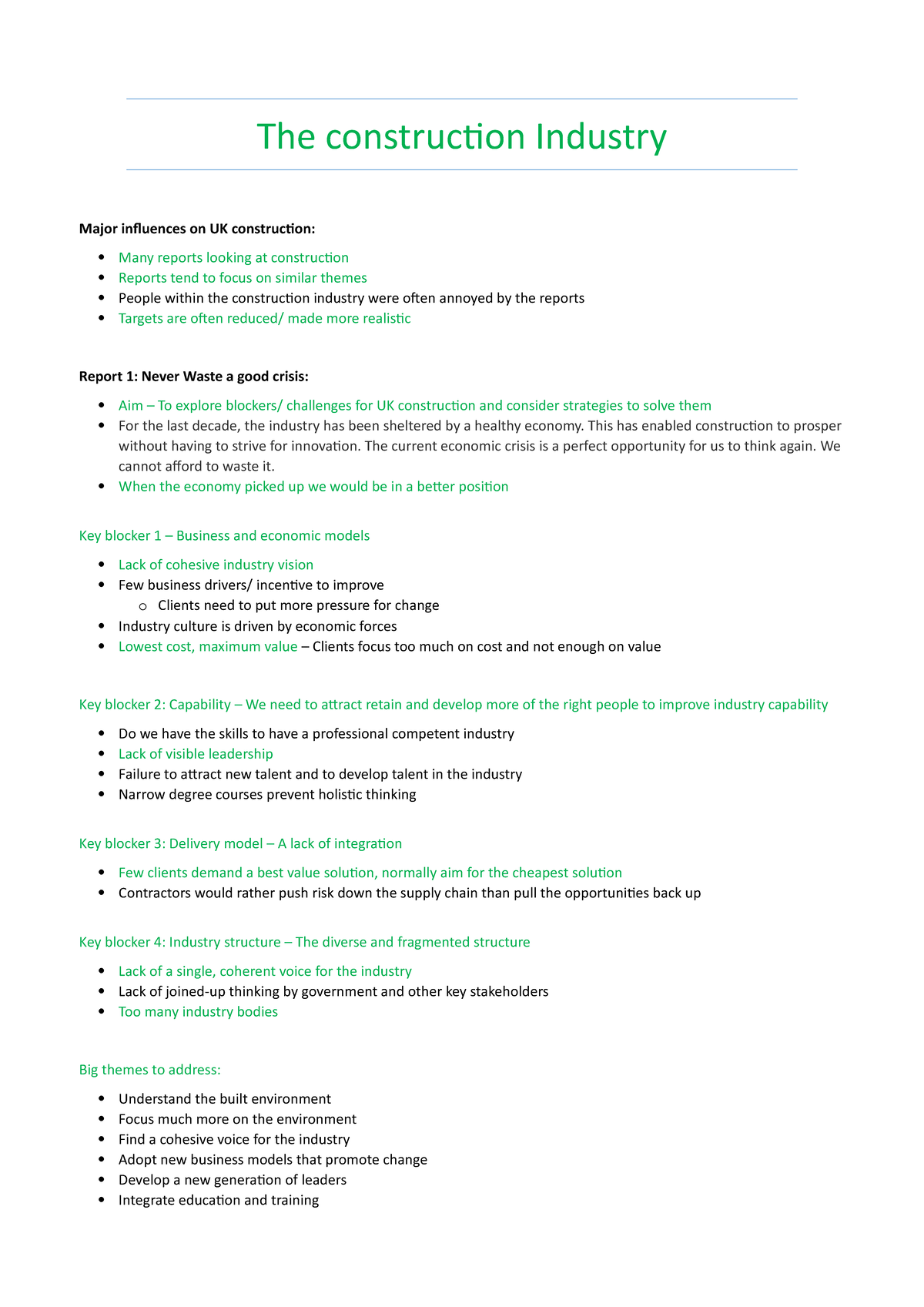 Poster 1 - Introduction - The construction Industry Major influences on ...