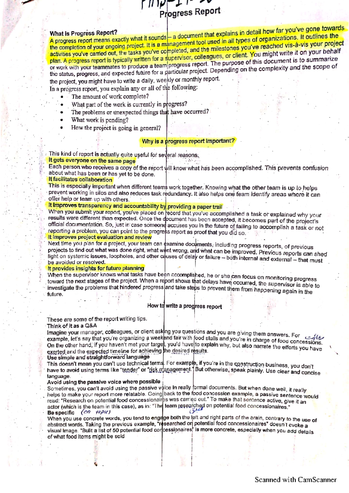 Progress Report writing - Functional English - Scanned with CamScanner Scanned with CamScanner ...