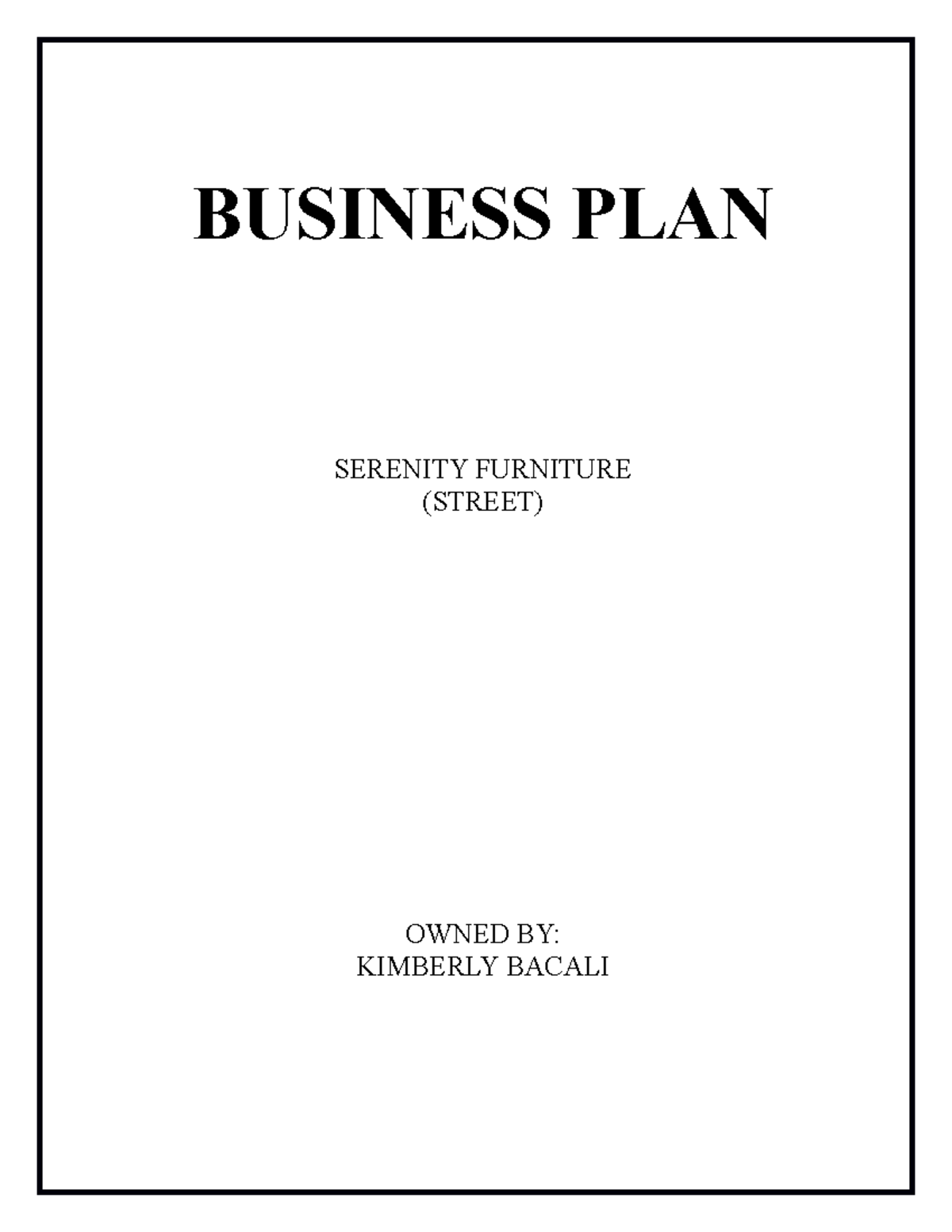 Group 1 Business Plan - ndjdd - BUSINESS PLAN SERENITY FURNITURE ...