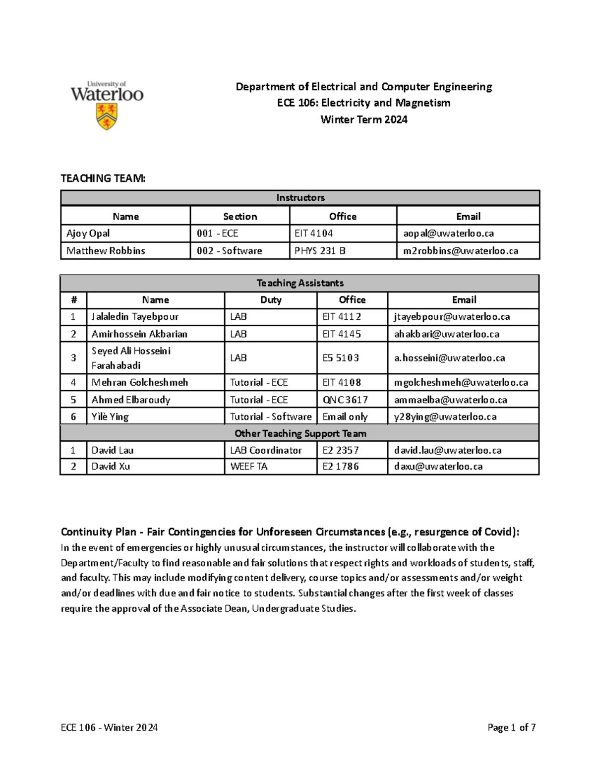 Outline ECE106 W24 - Department of Electrical and Computer Engineering ...