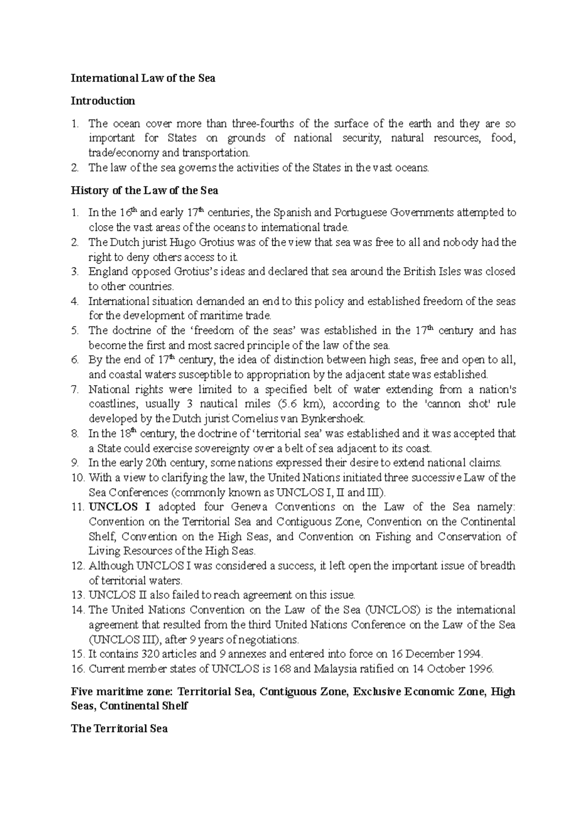 PIL (International Law of the Sea) - International Law of the Sea ...