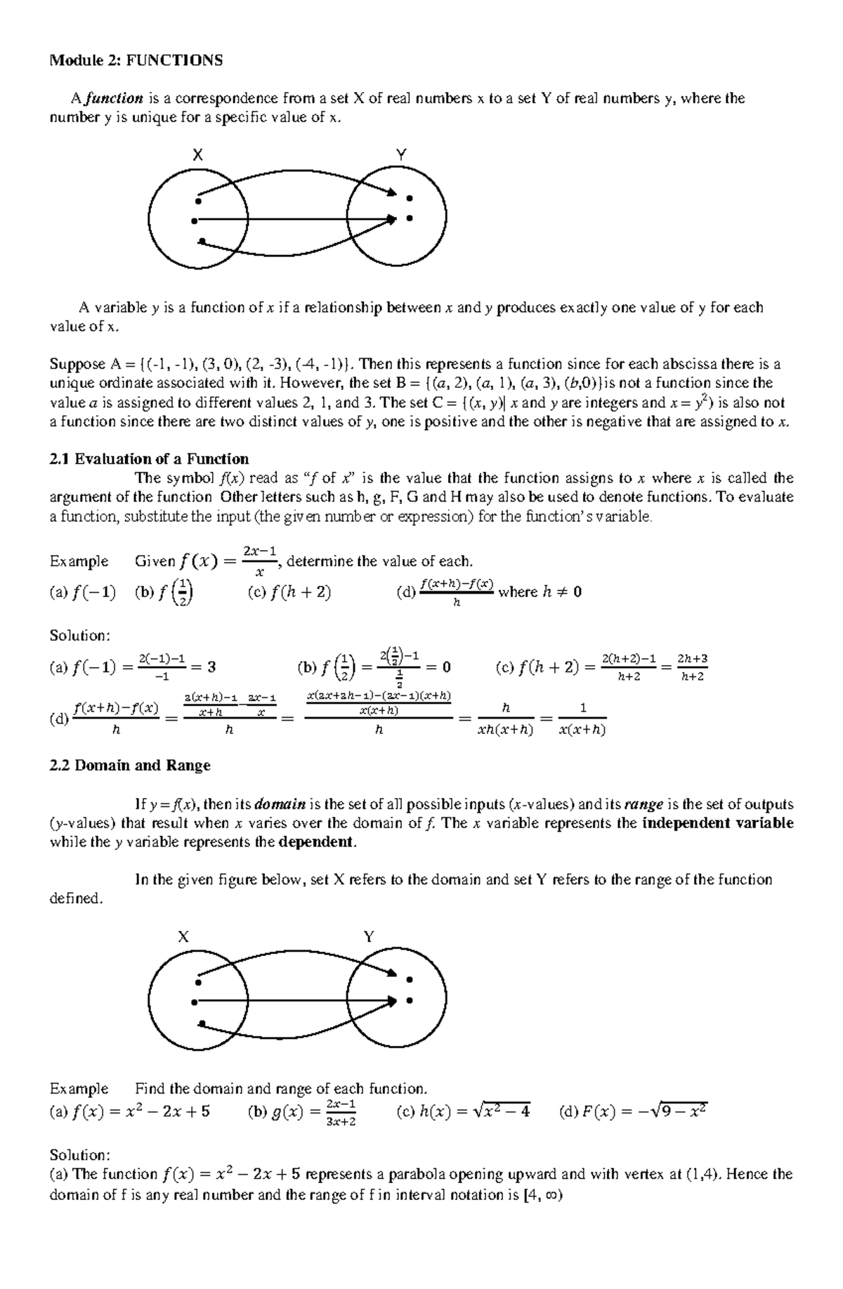 Acquire Module 2 Functions - Module 2: FUNCTIONS A function is a ...