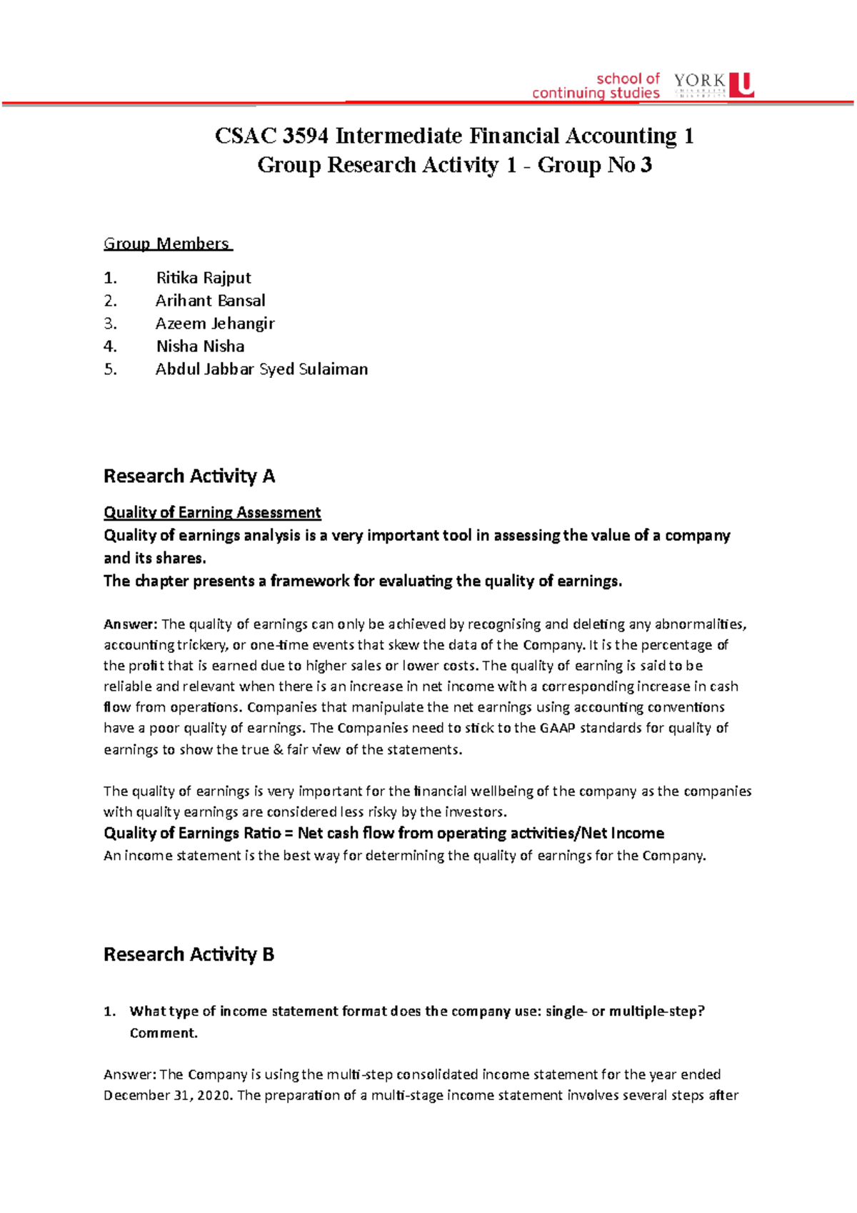 CSAC reseach activity for january batch and answer for the questions 1 ...