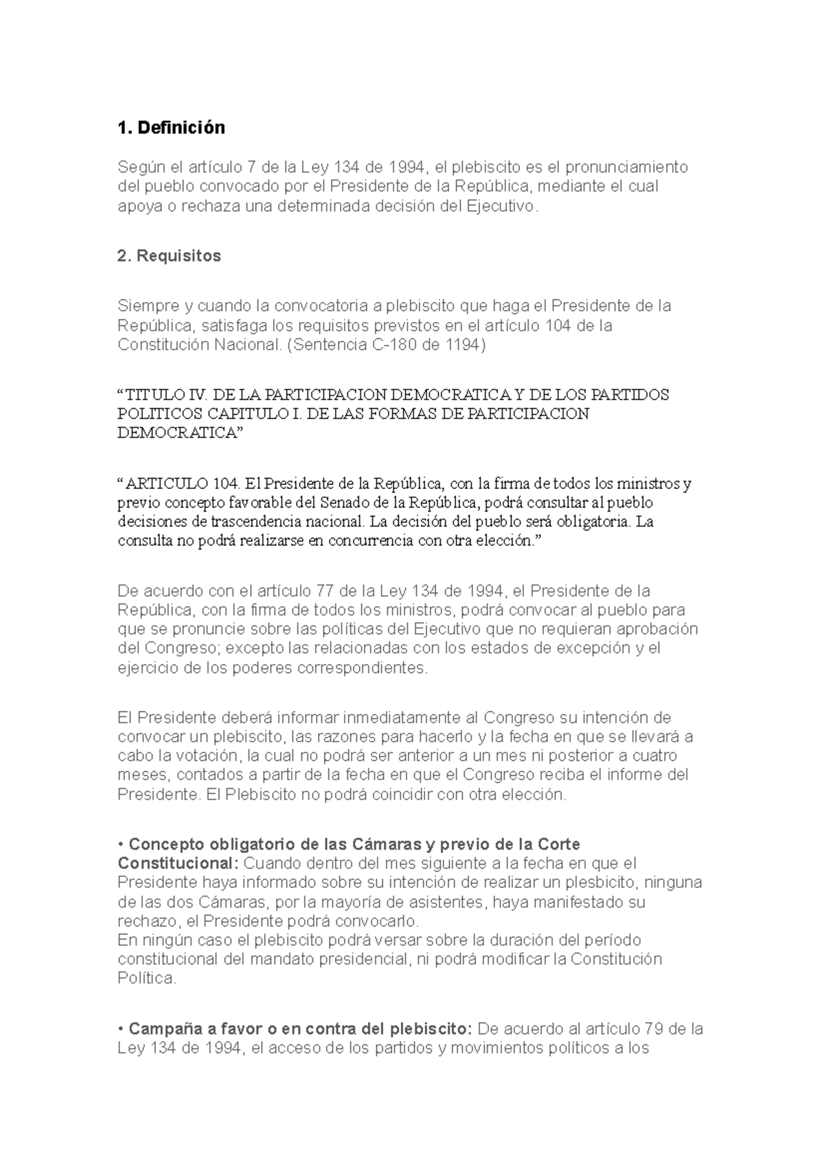 Constitucional - derecho - 1. Definición Según el artículo 7 de la Ley ...