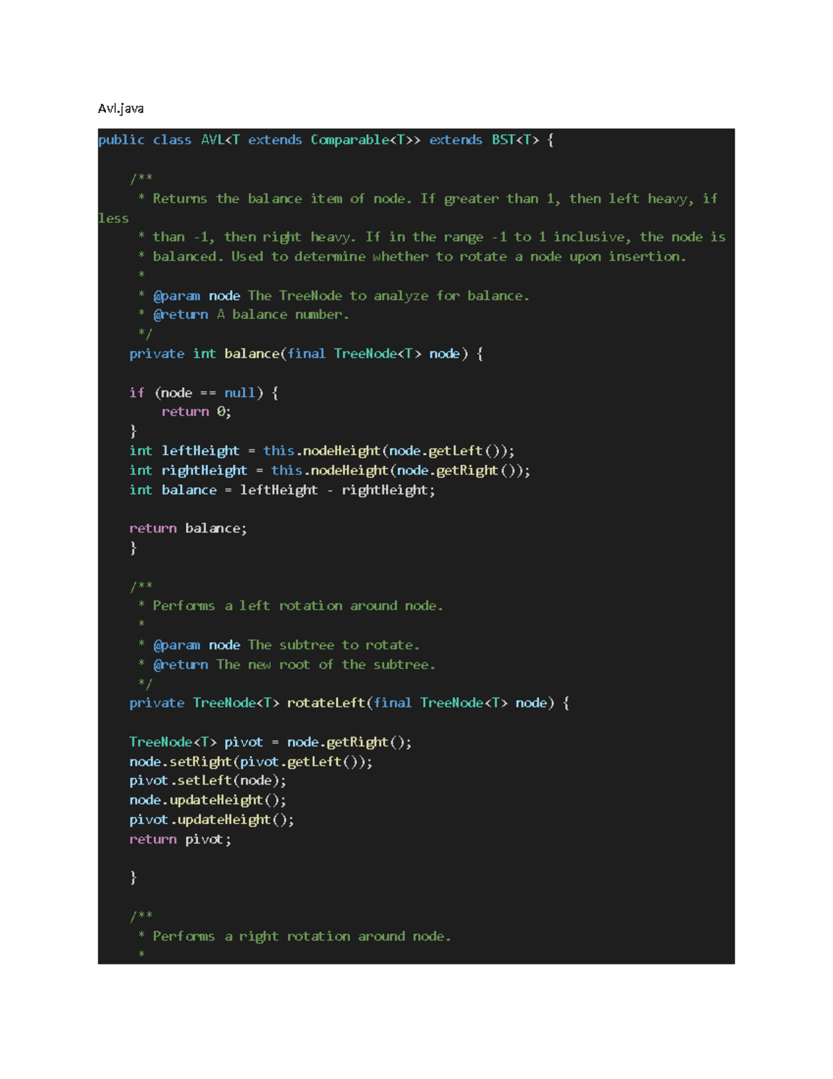 CP213 Assignment 4 AVL - Avl public class AVL extends - Studocu
