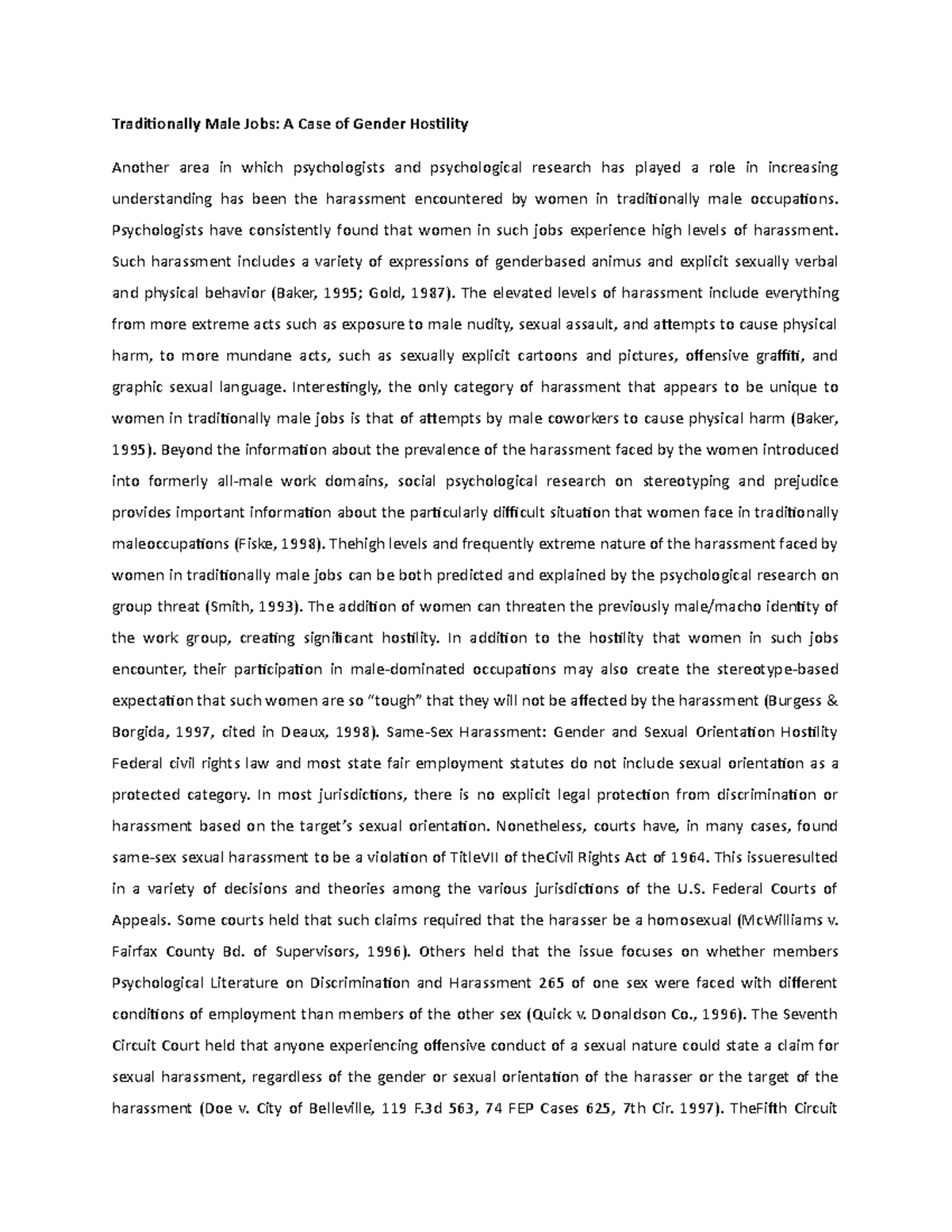 Traditionally Male Jobs - A Case of Gender Hostility - Traditionally ...