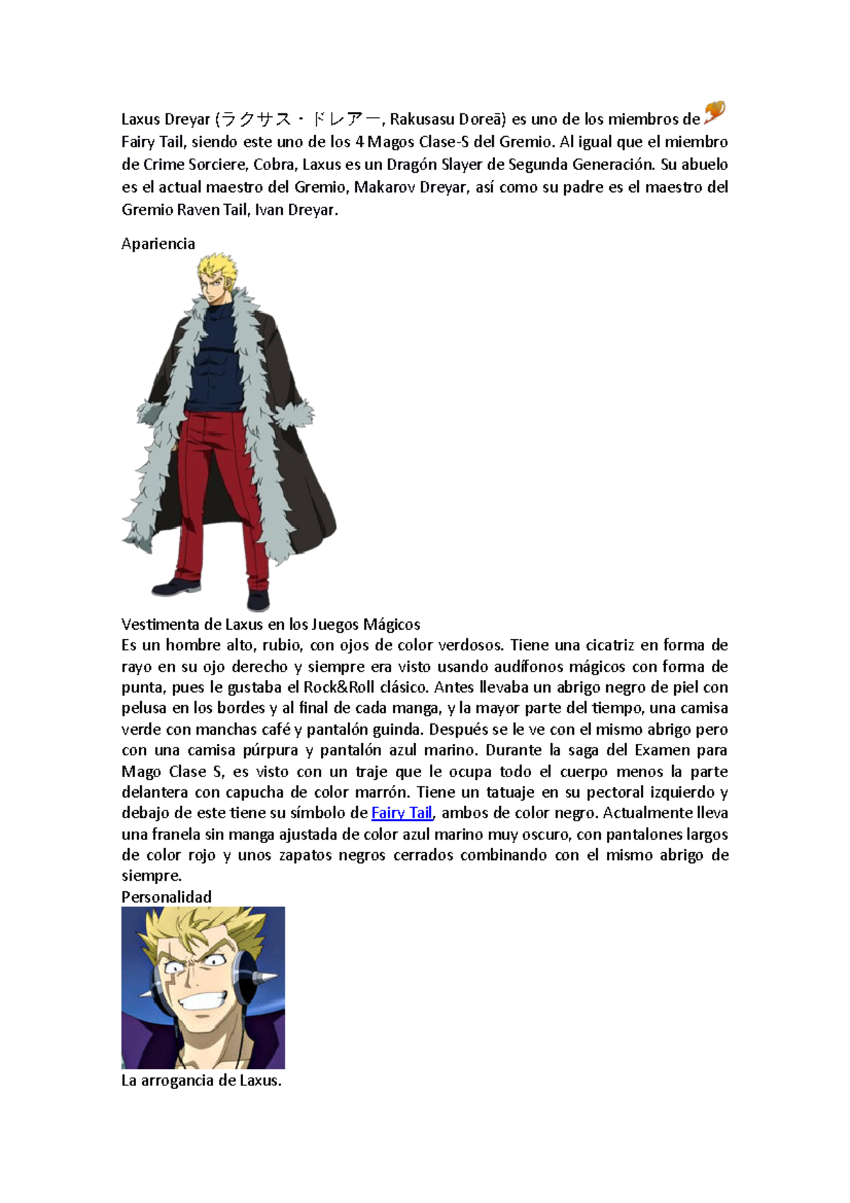 Laxus Dreyar - mago mata dragones de 2da generacion, tiene una lacrima en su pecho que le ayuda ...