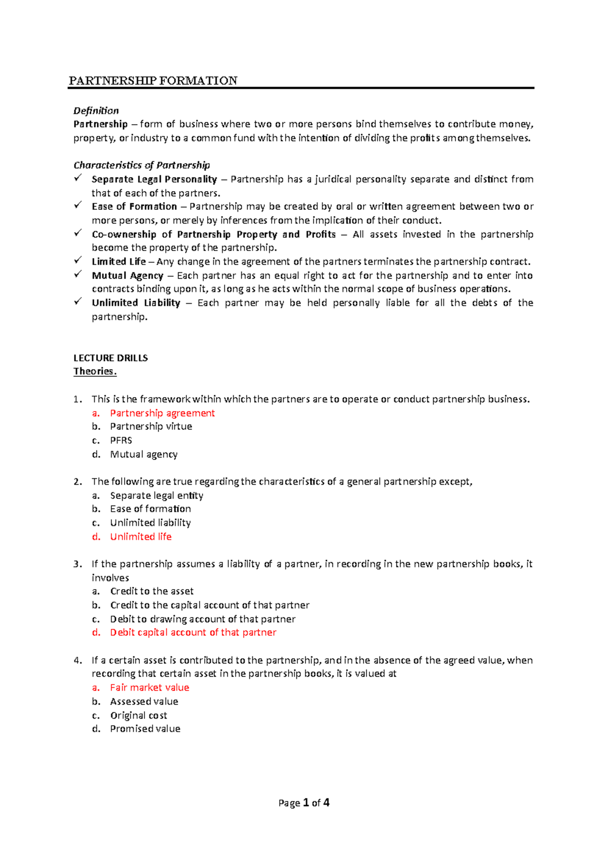 Ilide - PPFF - PARTNERSHIP FORMATION Definition Partnership – form of ...