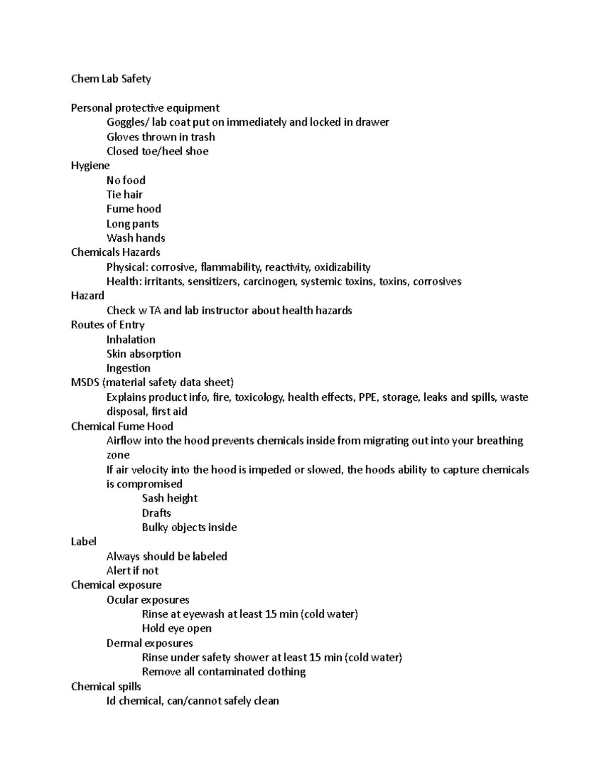 Chem Lab Safety - Lab materials - Chem Lab Safety Personal protective ...