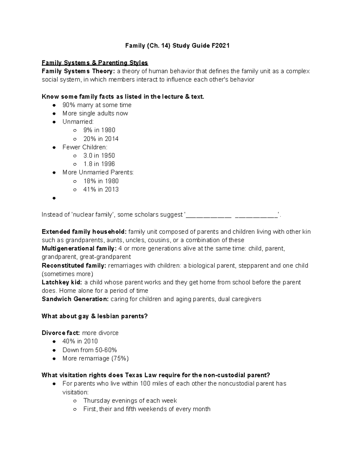 PSY 3341 Family Study Guide - Family (Ch. 14) Study Guide F Family ...