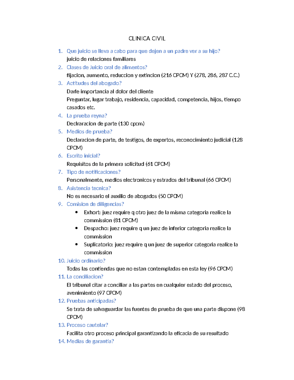 Clinica Civil - CLINICA CIVIL Que juicio se lleva a cabo para que dejen ...