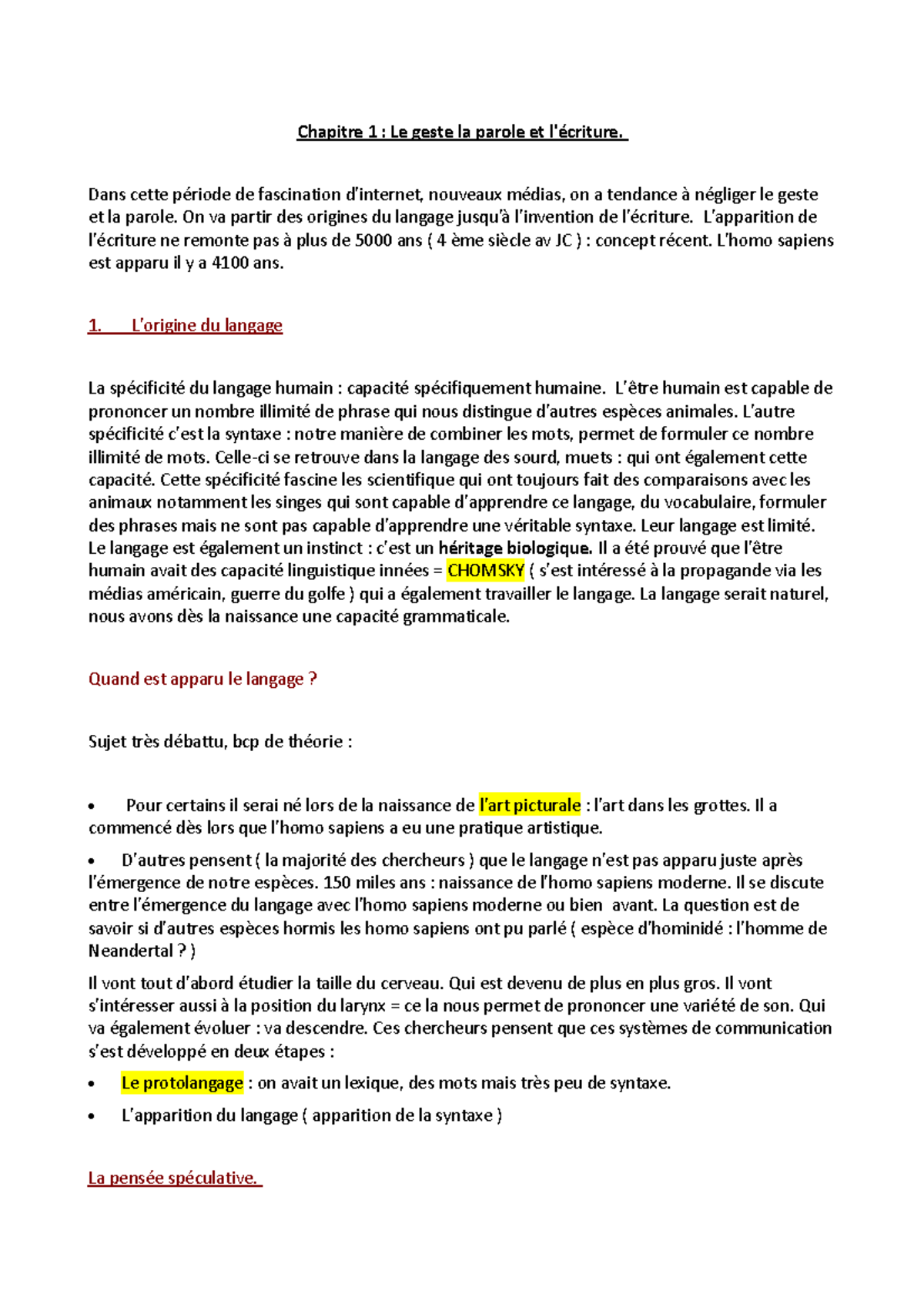 Séance 2 - Le geste, la parole et l'écriture - Warning: TT: undefined function: 32 Chapitre 1 ...